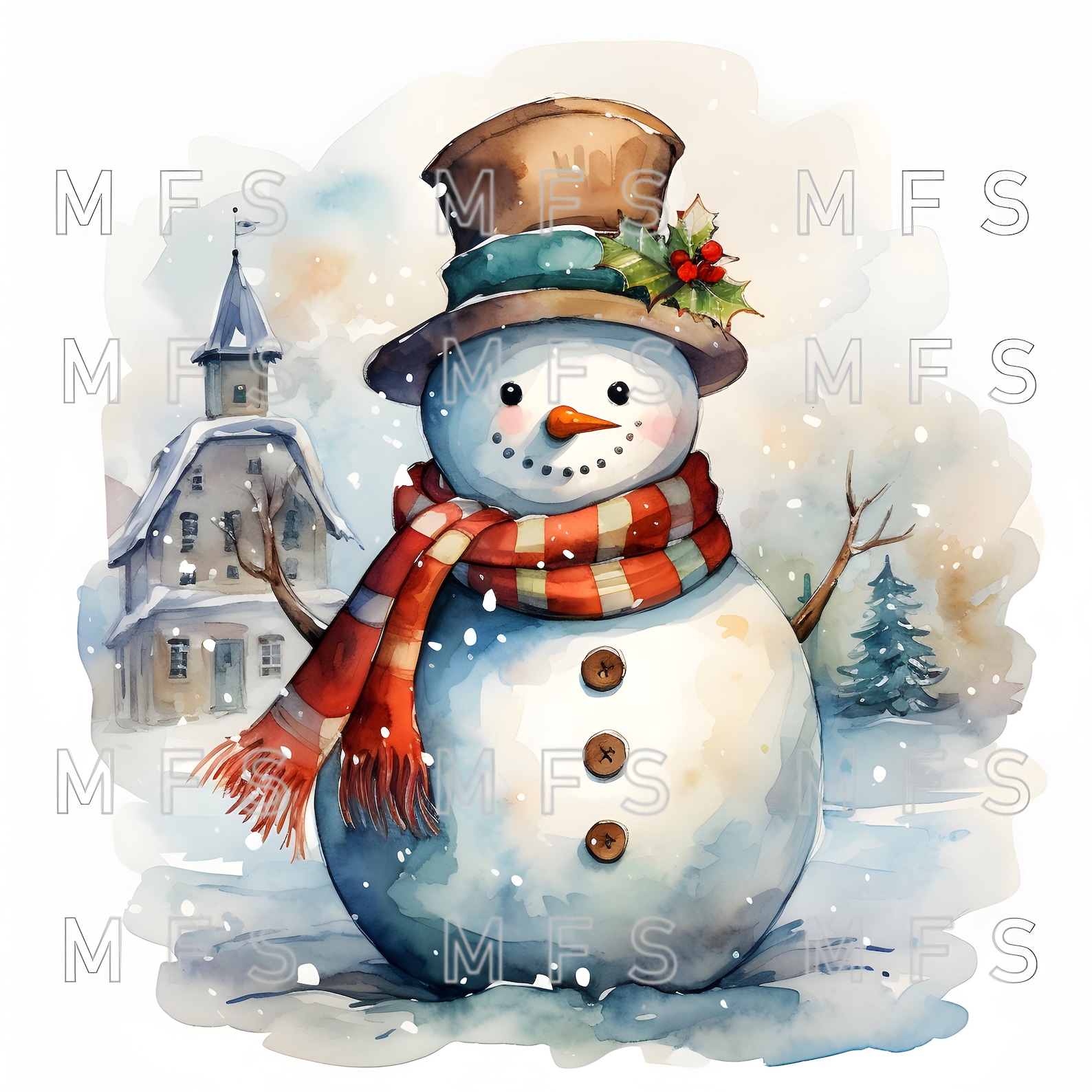 Watercolor Christmas Snowman Clipart, 20 High Quality Jpgs, Instant ...