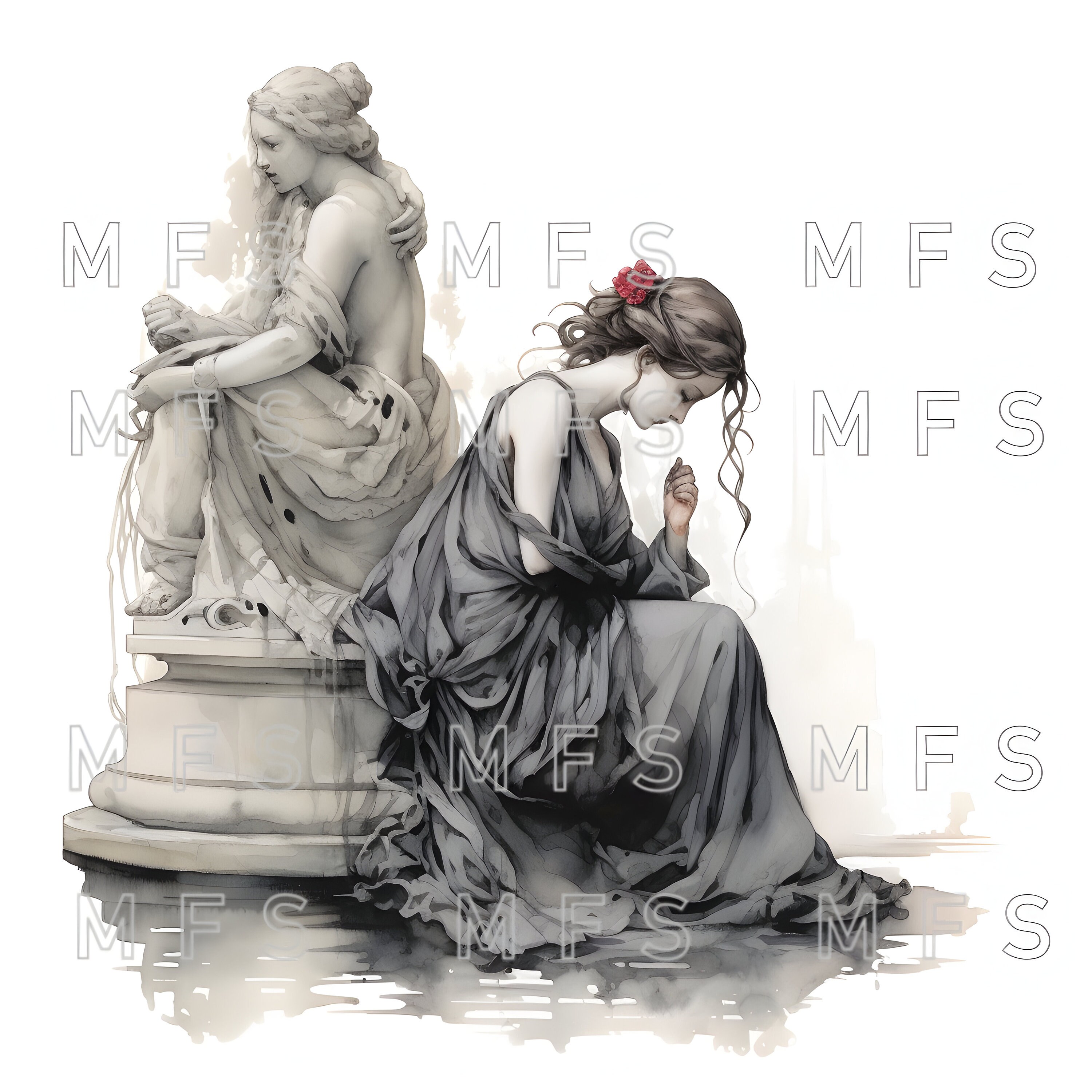 Watercolor Greek Ancient Woman Clipart, 20 High Quality Jpgs, Instant ...