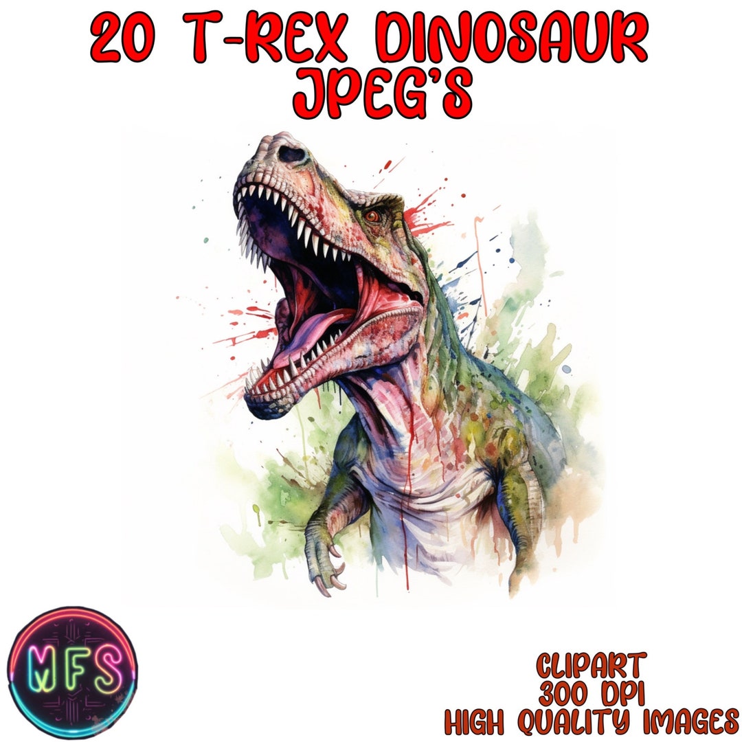 Watercolor T-rex Dinosaur Clipart, 20 High Quality Jpgs, Instant ...