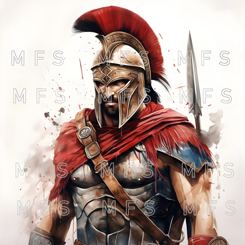 Watercolor Spartan Soldier Clipart, 20 High Quality Jpgs, Instant ...