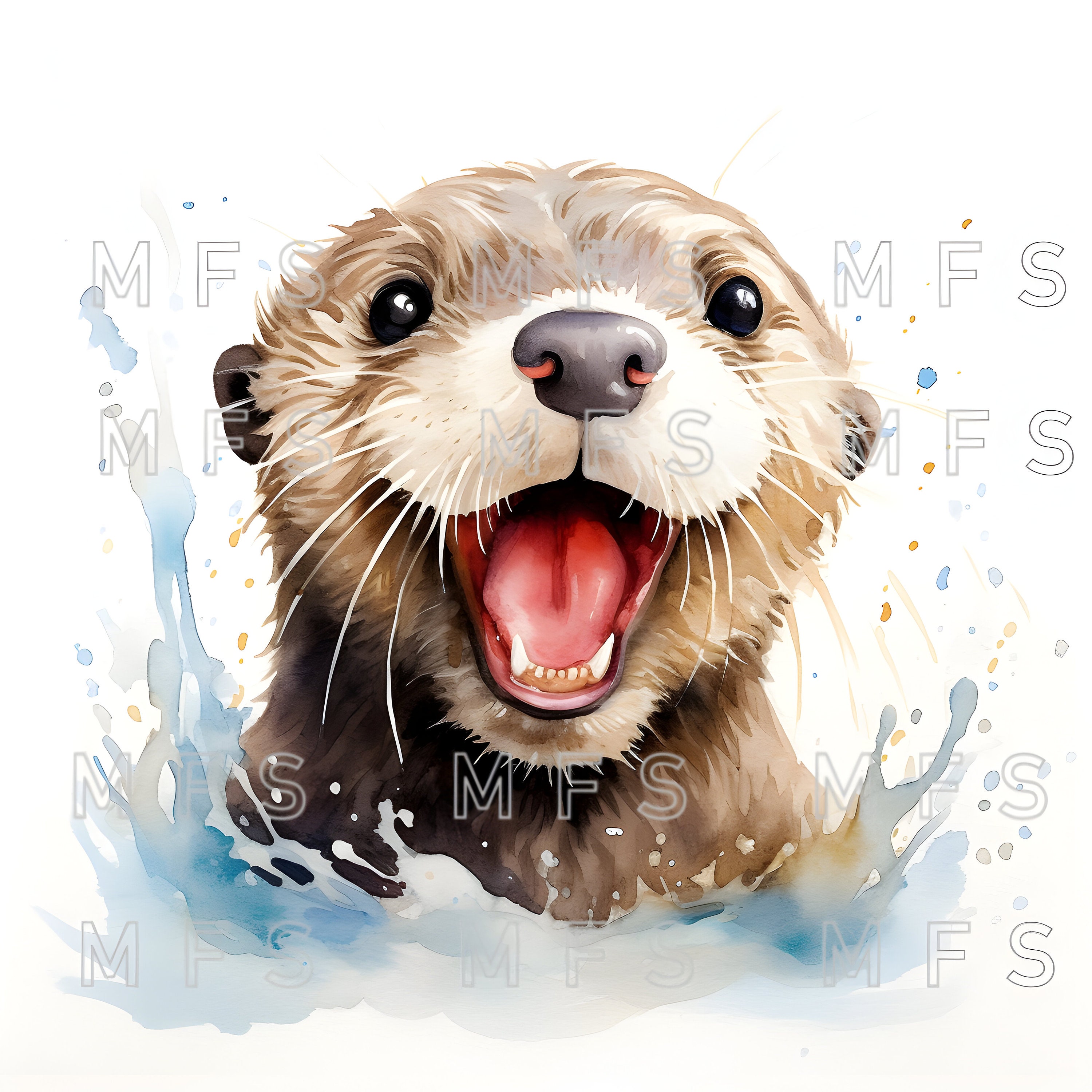 Watercolor Cute Otter Clipart, 20 High Quality Jpgs, Instant Digital ...