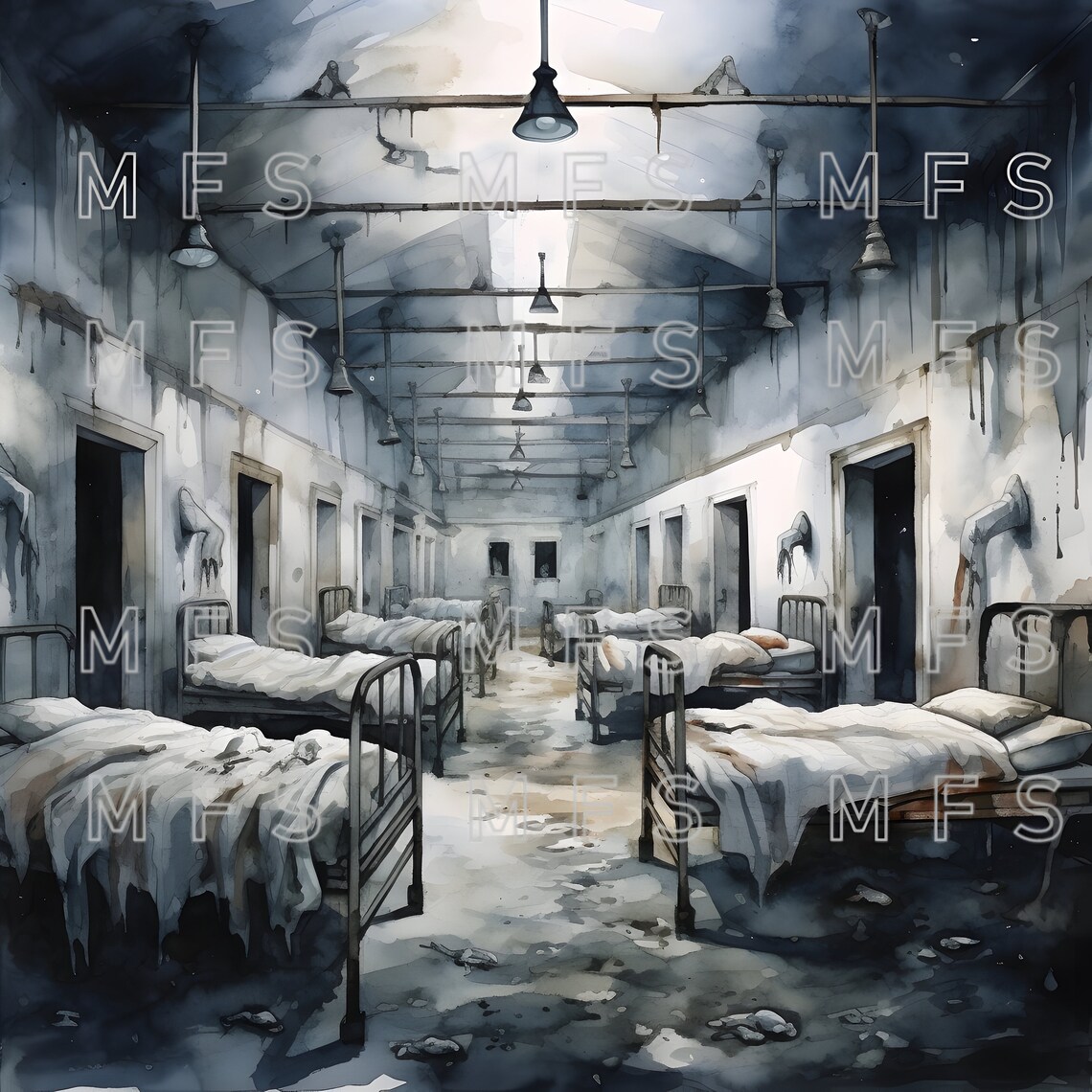 Watercolor Abandoned Asylum Clipart, 20 High Quality Jpgs, Instant ...