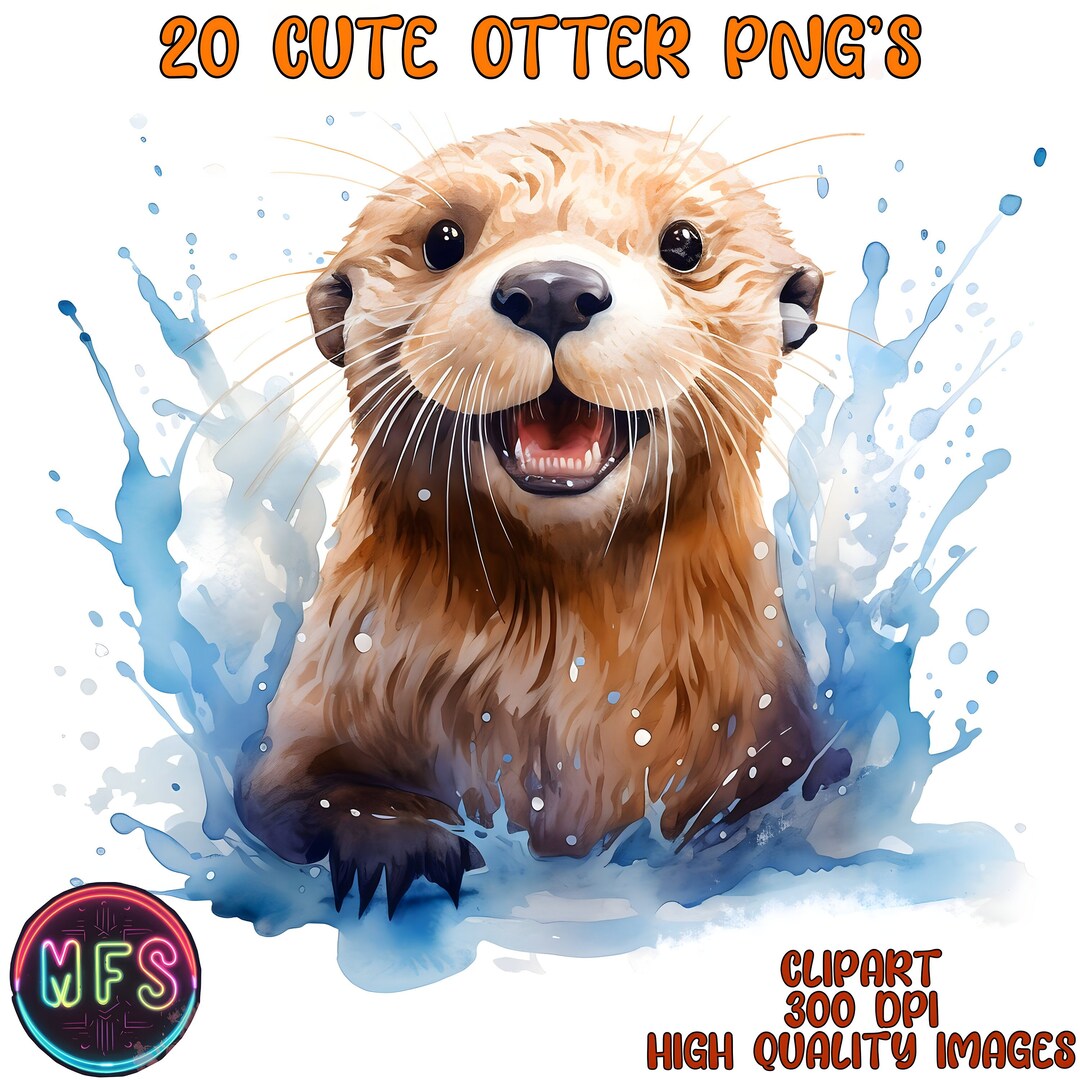 Watercolor Cute Otter Clipart, 20 High Quality Pngs, Instant Digital ...