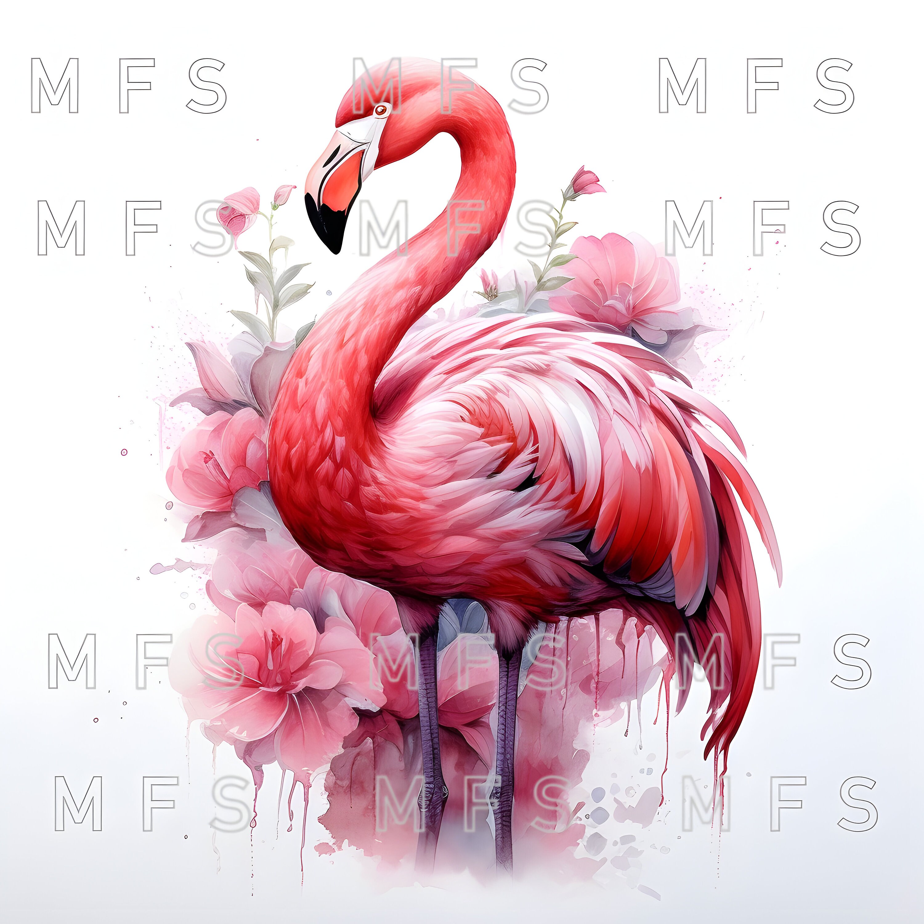Watercolor Beautiful Flamingo Clipart, 20 High Quality Jpg's Instant ...