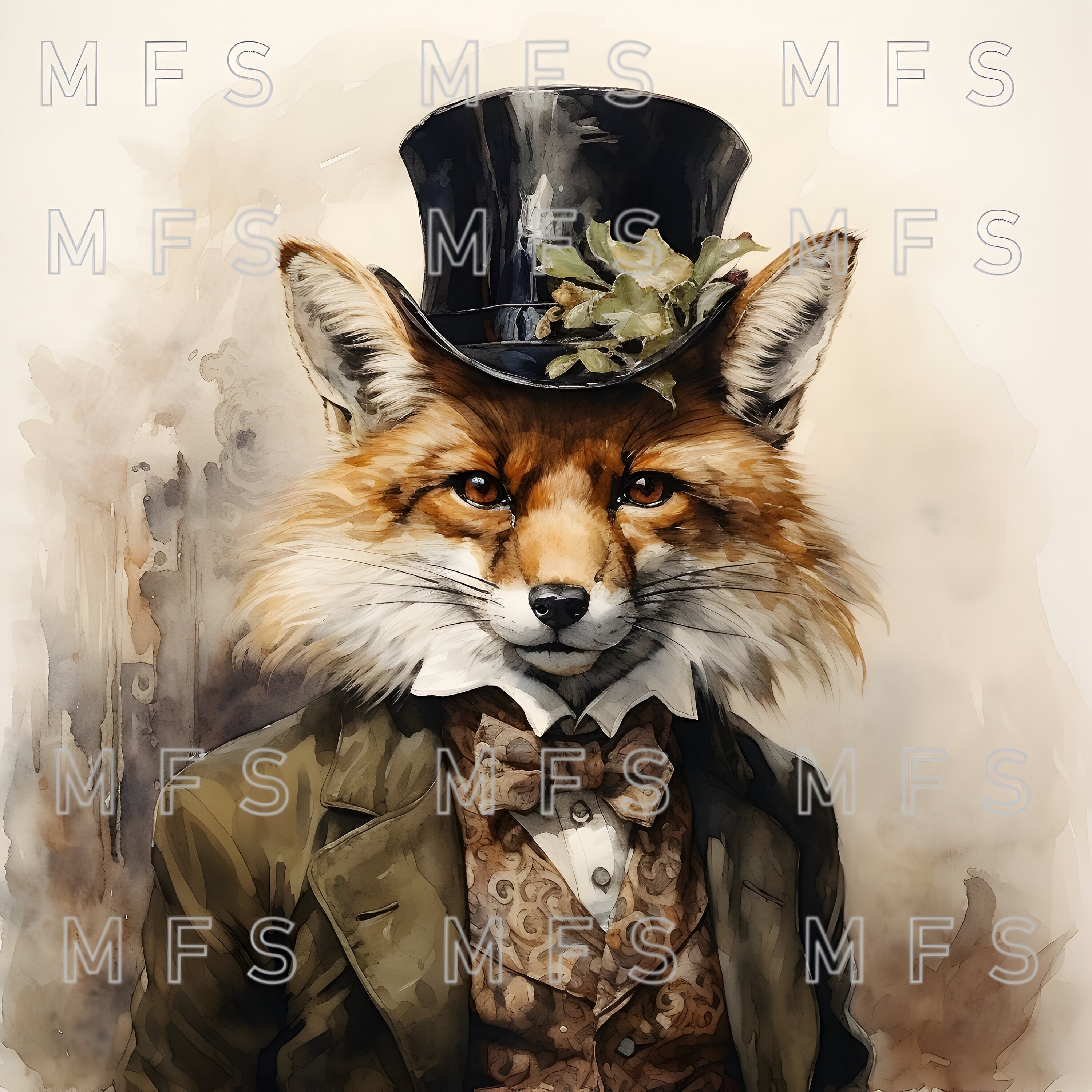 Watercolor Retro Fox Painting Clipart 20 High Quality Pngs - Etsy