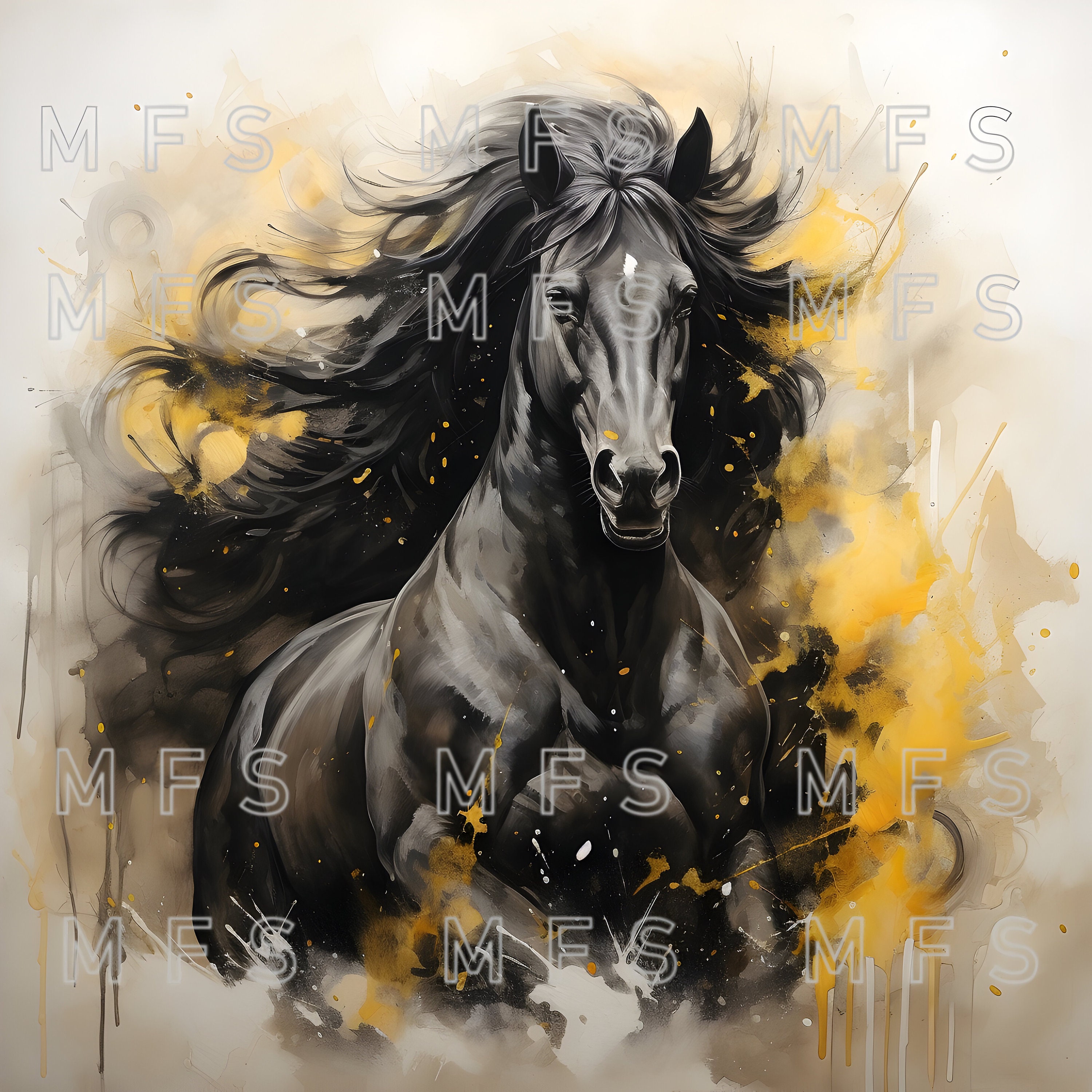 Watercolor Vintage Black Horse Clipart 20 High Quality Jpgs - Etsy