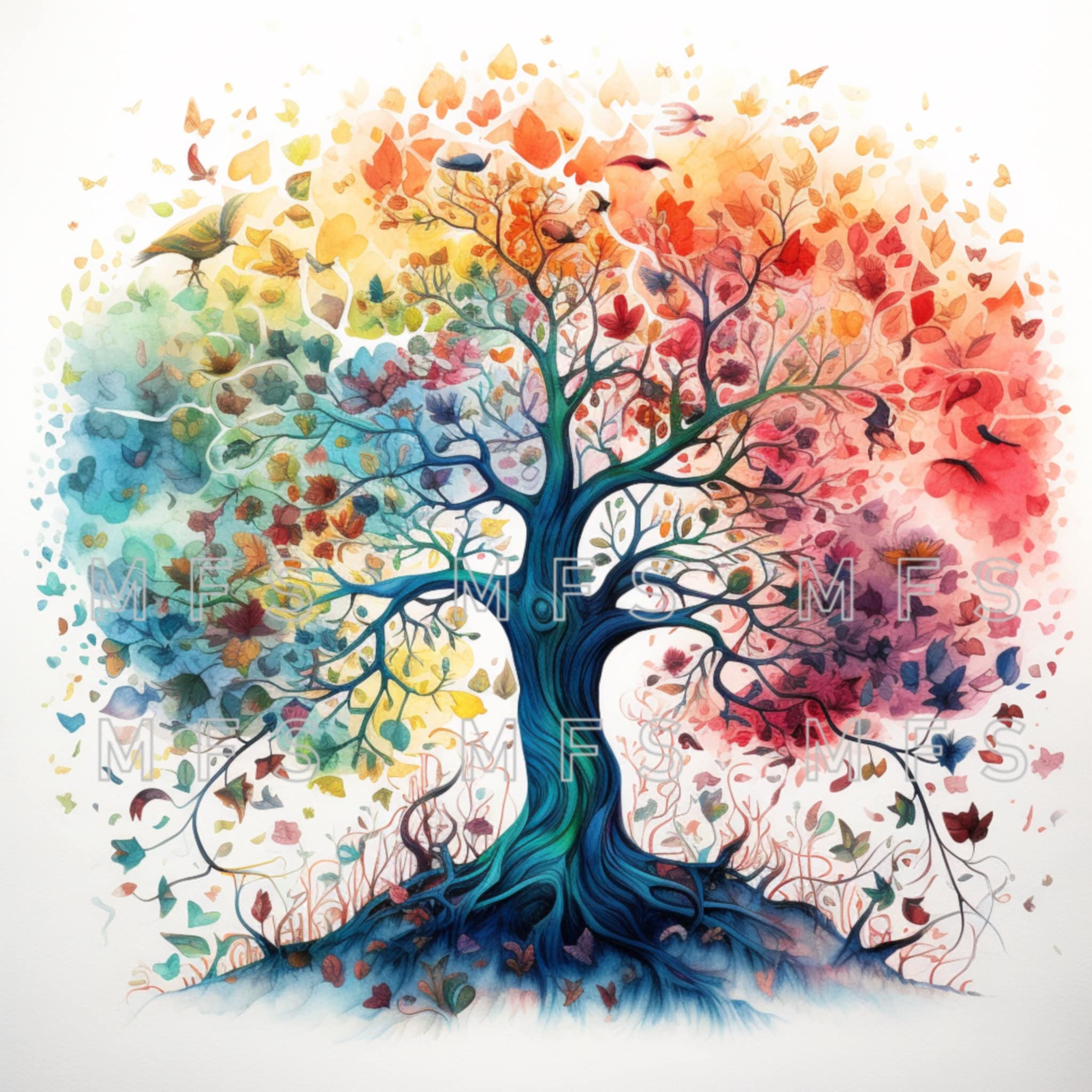 Watercolor Tree of Life Clipart, 20 High Quality Jpgs, Instant Digital ...