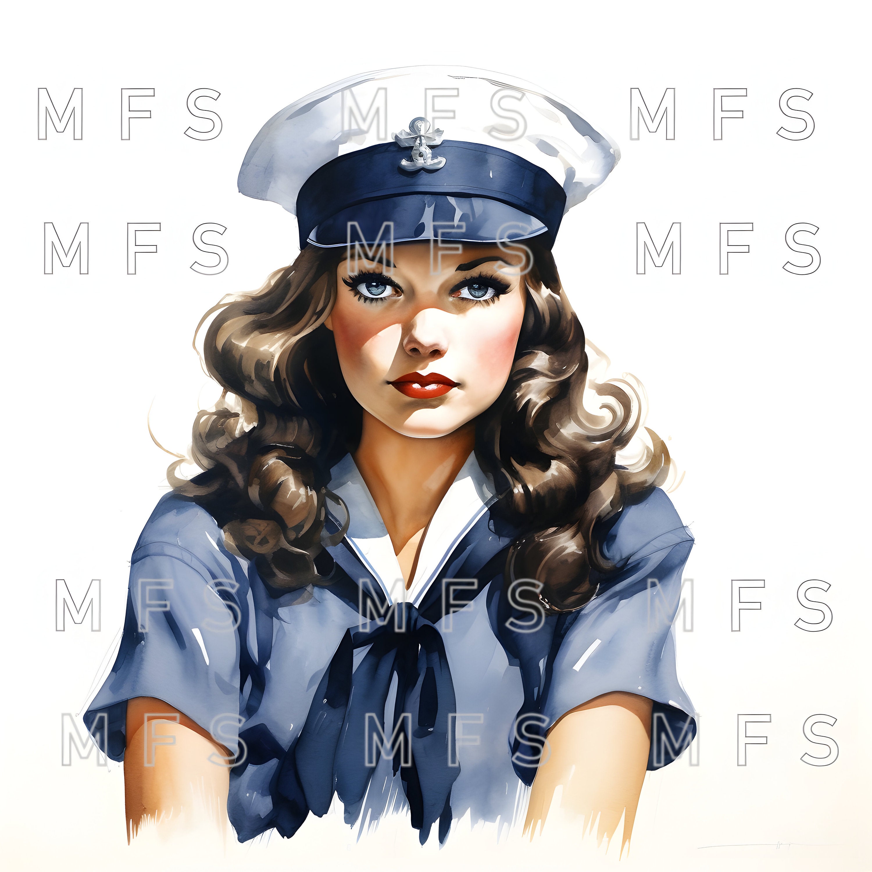 Watercolor Navy Girls Clipart , 20 High Quality Jpgs, Instant Digital ...