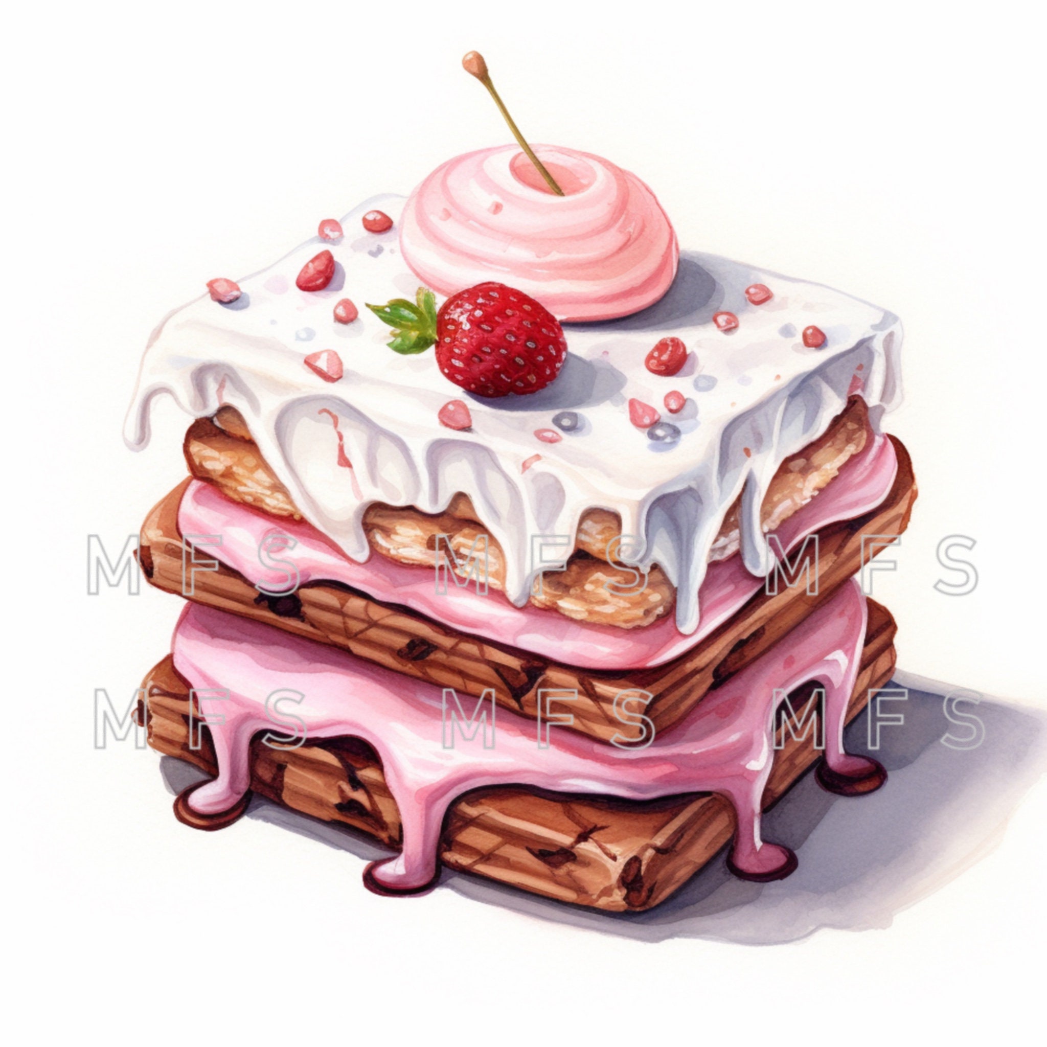 Watercolor Ice Cream Sandwich Clipart, 20 High Quality Jpgs, Instant ...