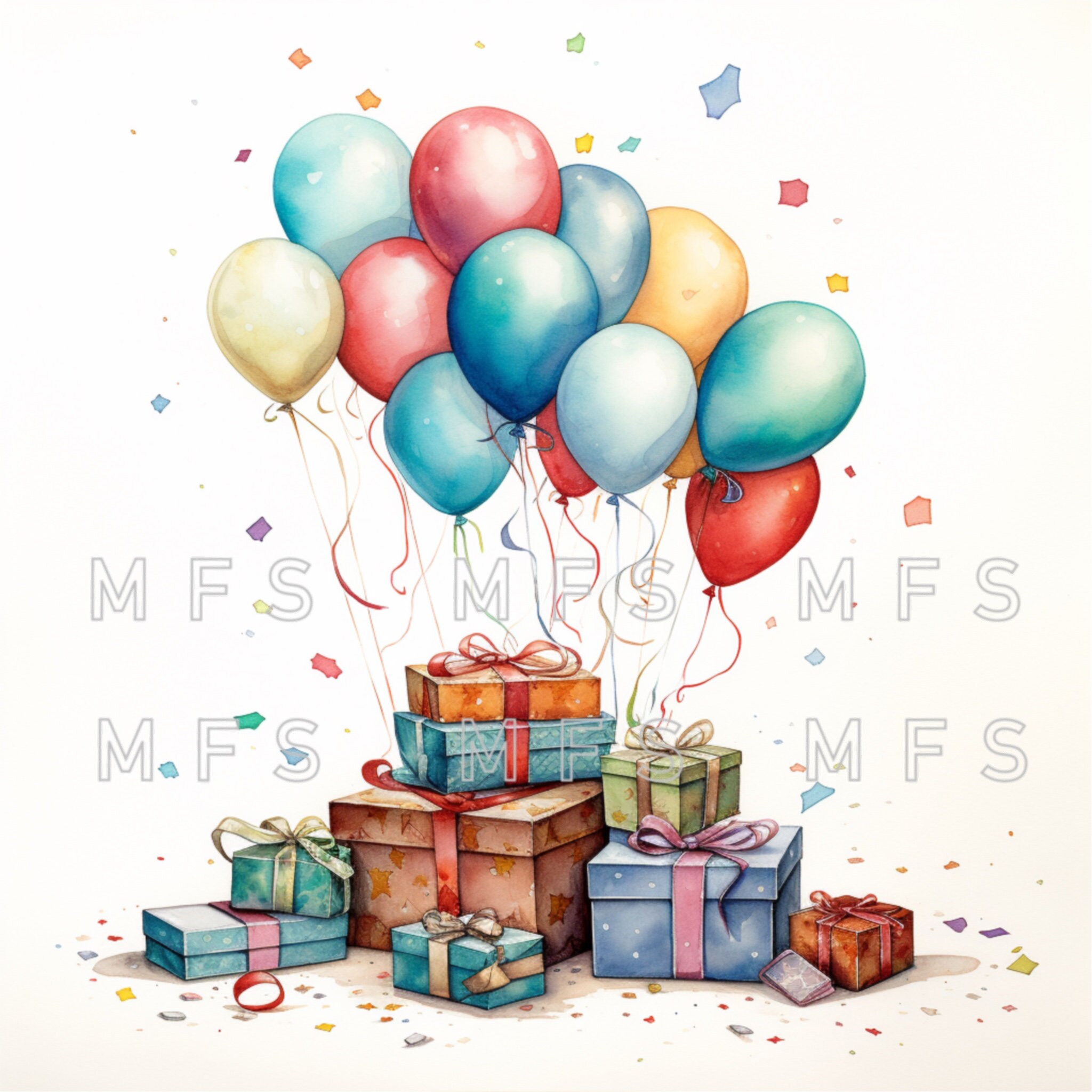 Watercolor Birthday Theme Clipart 20 High Quality Png's - Etsy