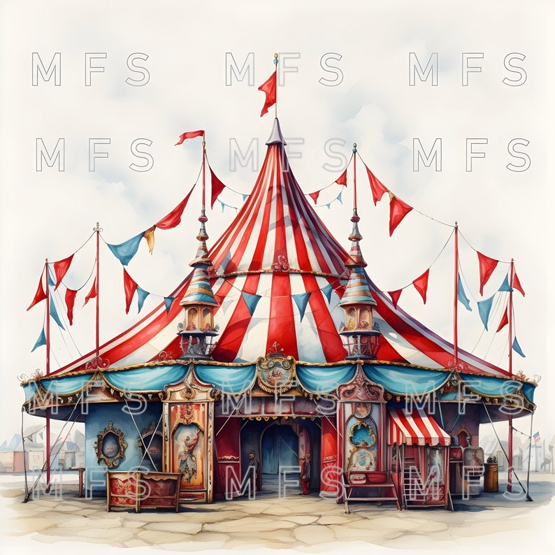 Watercolor Vintage Circus Clipart 20 High Quality Jpgs - Etsy