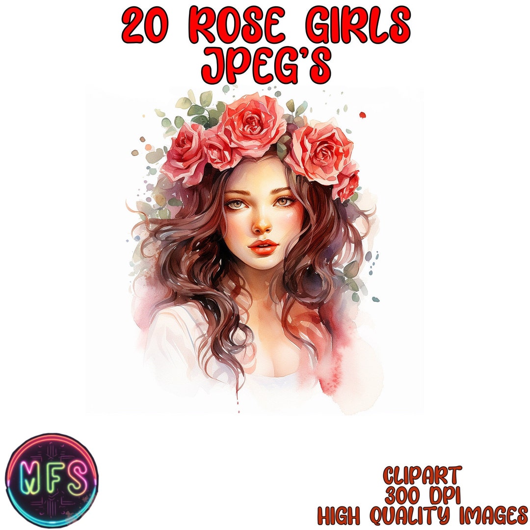 Watercolor Rose Girls Clipart, 20 High Quality Jpgs, Instant Digital ...