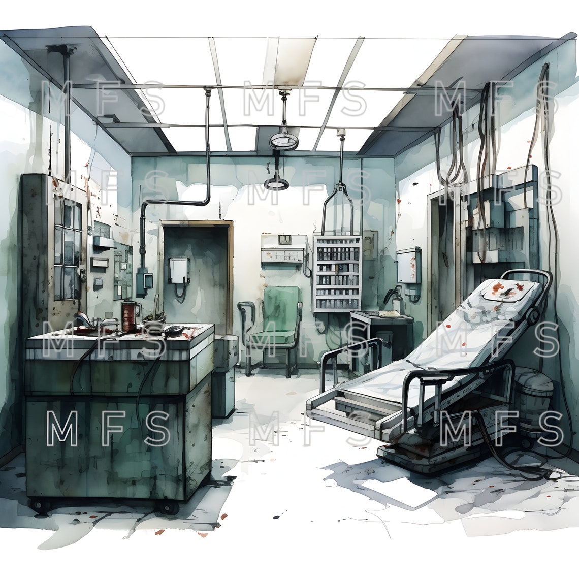 Watercolor Abandoned Asylum Clipart, 20 High Quality Jpgs, Instant ...