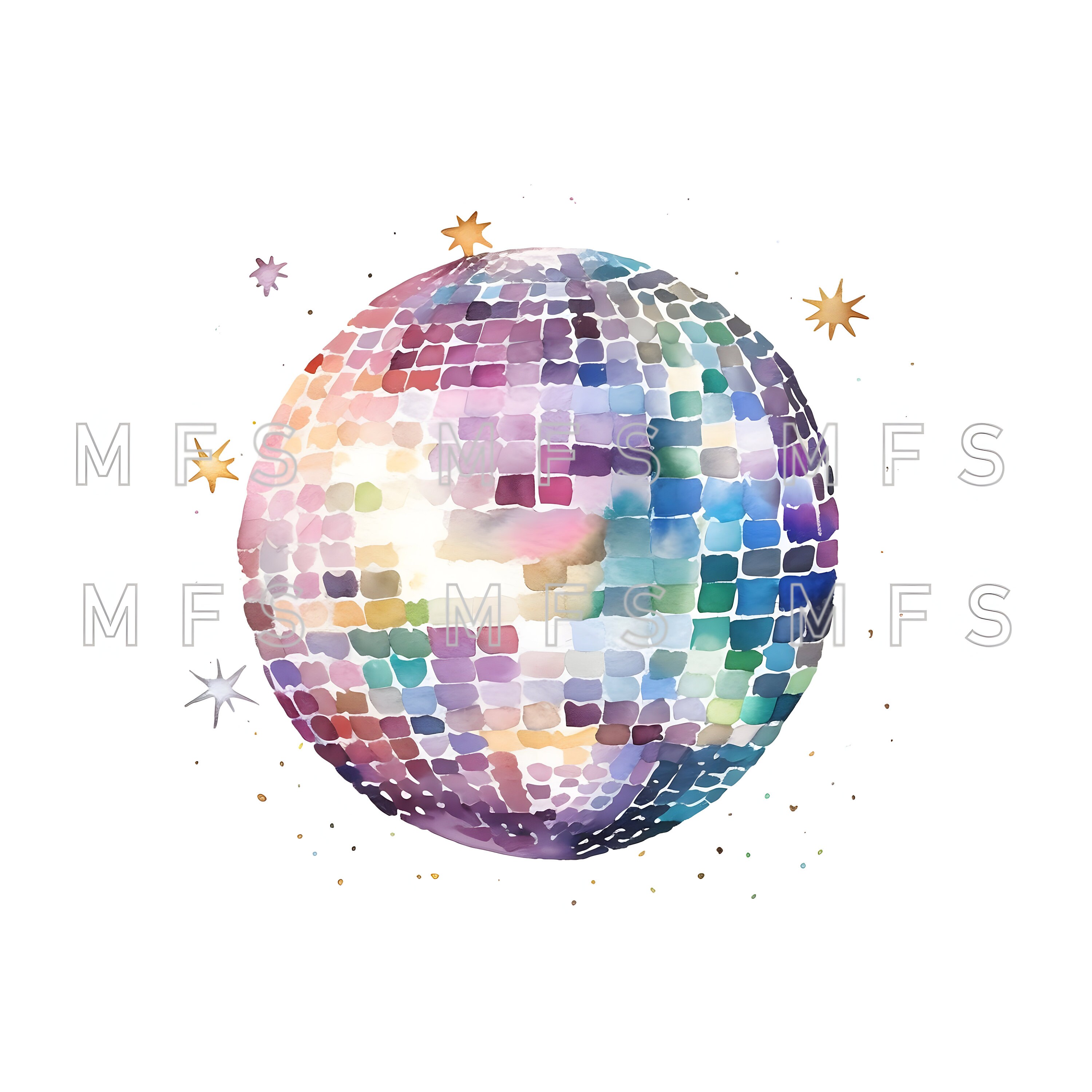 Disco Ball Watercolor Clipart, 20 High Quality Pngs, Instant Digital ...