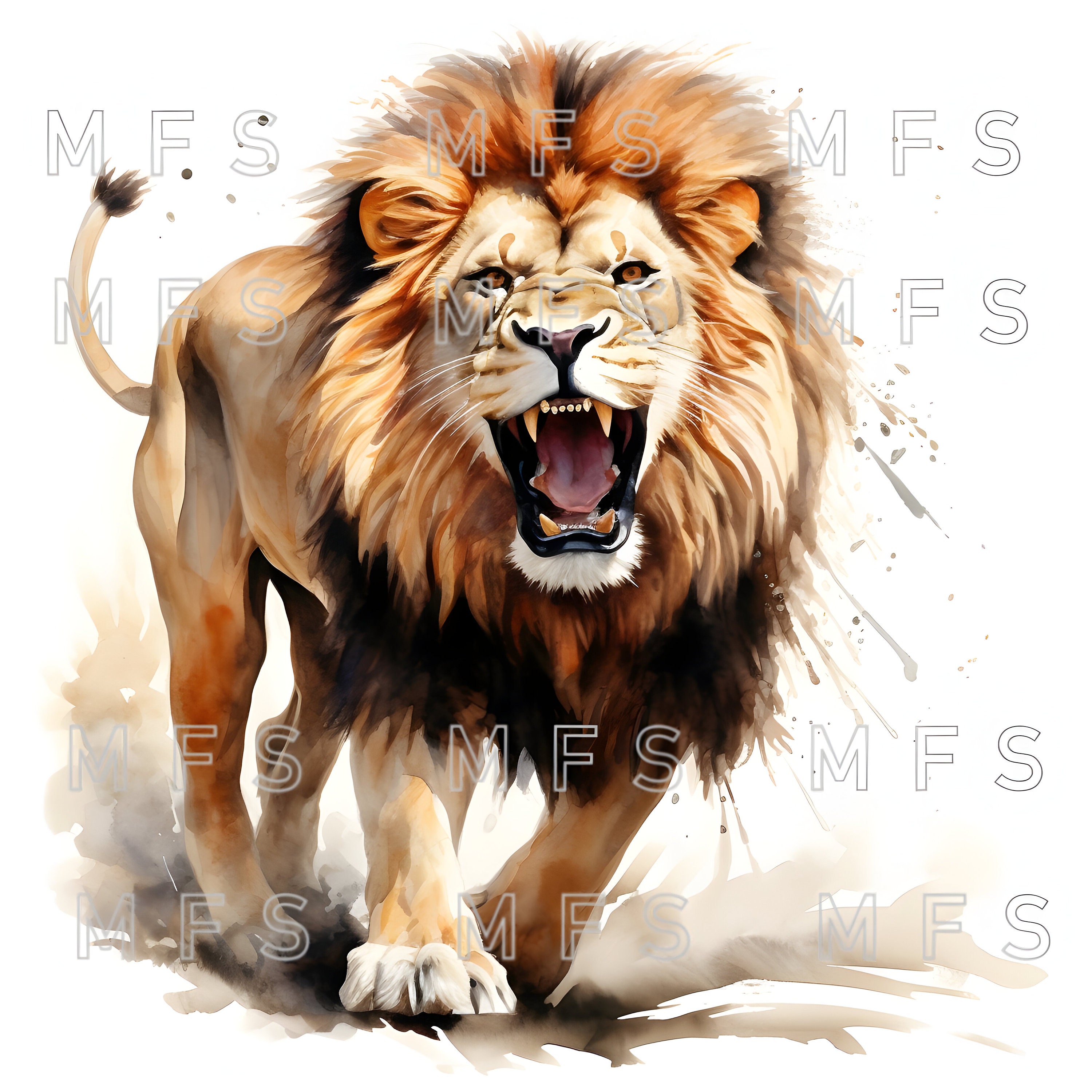 Watercolor Ferocious Lion Clipart 20 High Quality Jpgs - Etsy
