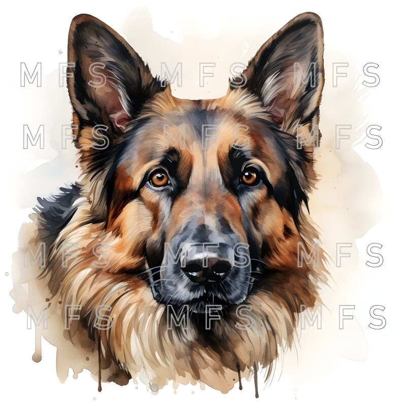 Watercolor German Shepherd Clipart, 20 High Quality Pngs, Instant ...