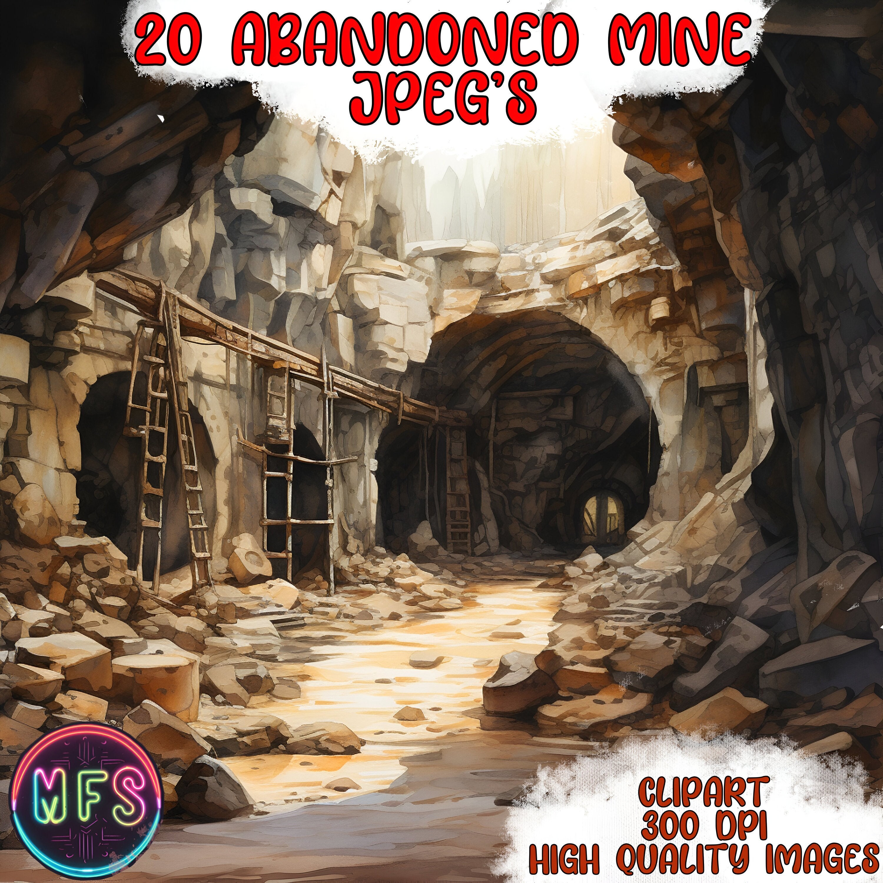Watercolor Abandoned Mine Clipart 20 High Quality Jpgs - Etsy