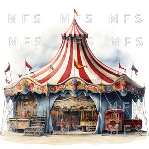 Watercolor Vintage Circus Clipart, 20 High Quality Jpgs, Instant ...