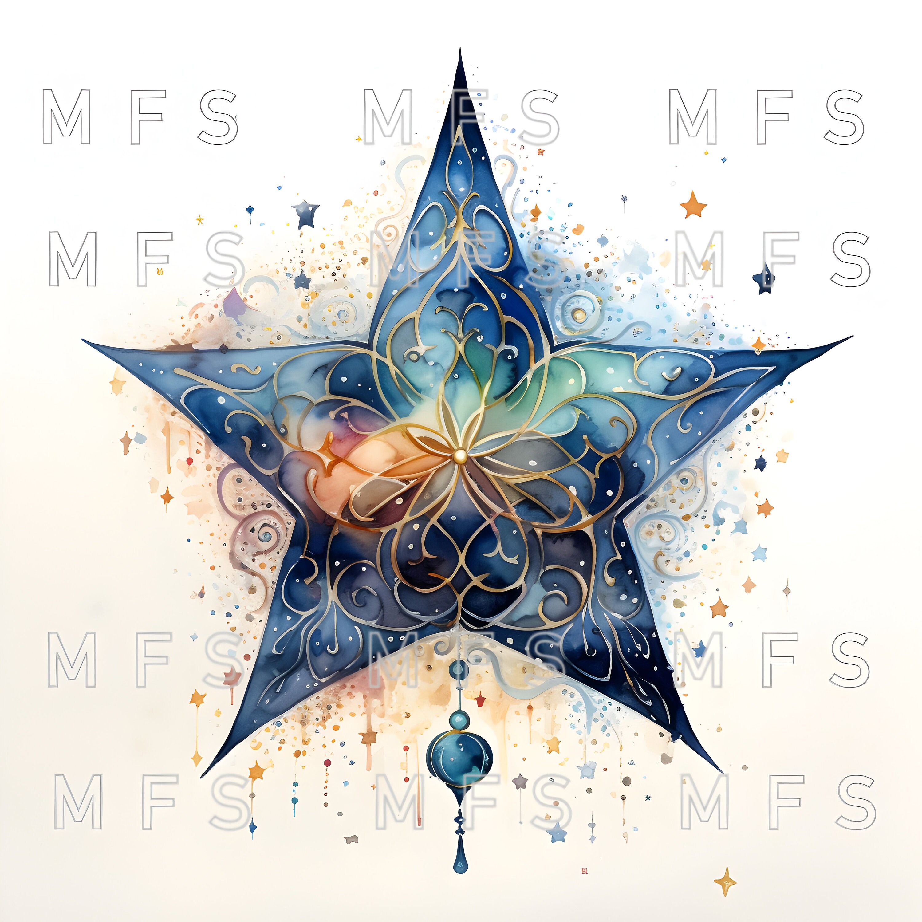 Watercolor Christmas Star Clipart, 20 High Quality Pngs, Instant ...