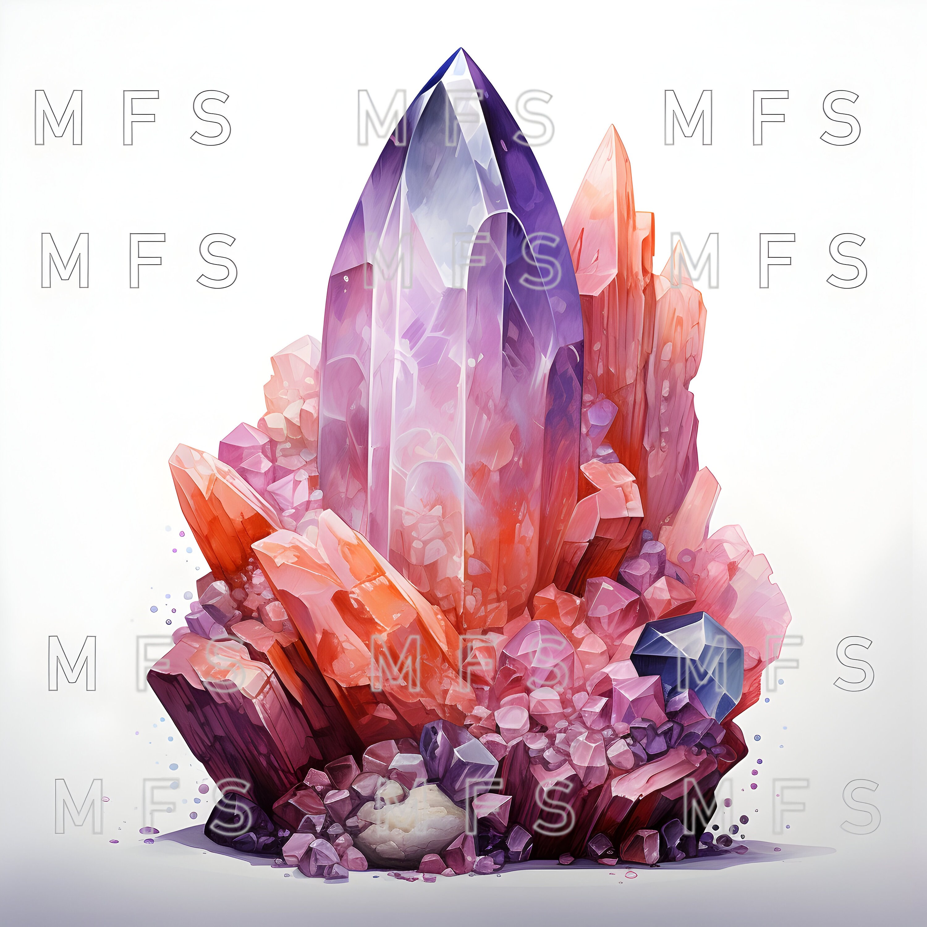 Watercolor Beautiful Crystal Gem Clipart, 20 High Quality Jpgs, Instant ...