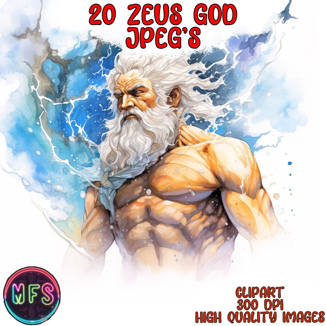 Watercolor God Zeus Clipart, 20 High Quality Jpgs, Instant Digital ...