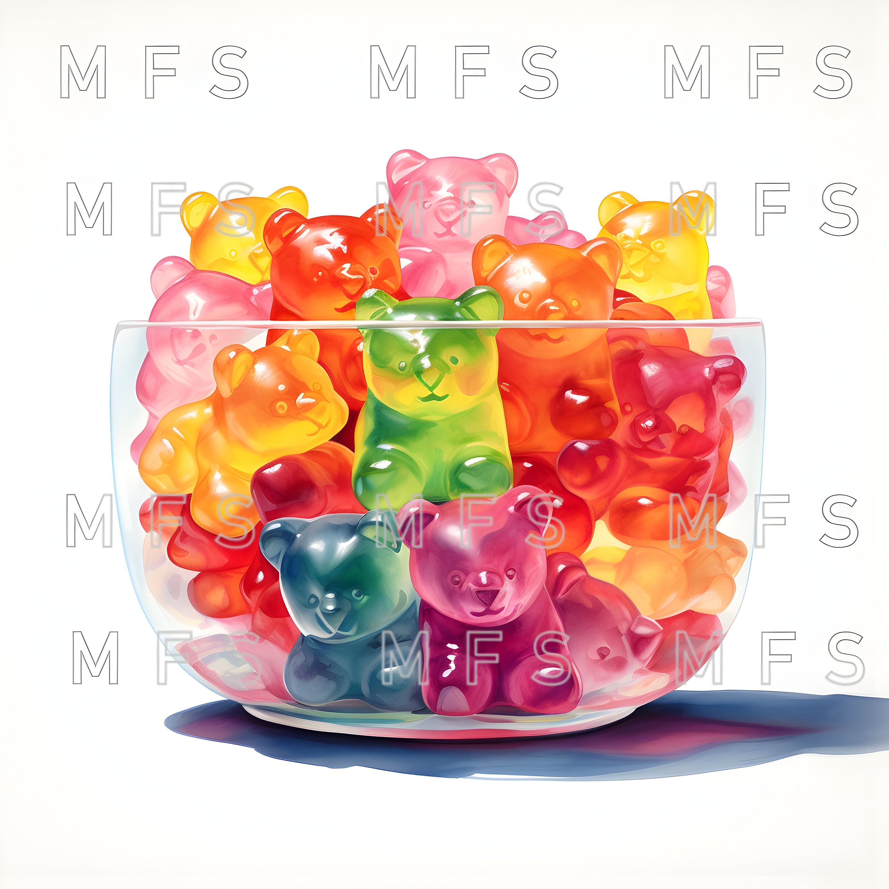 Watercolor Cute Gummy Bears Clipart, 20 High Quality Jpgs, Instant ...