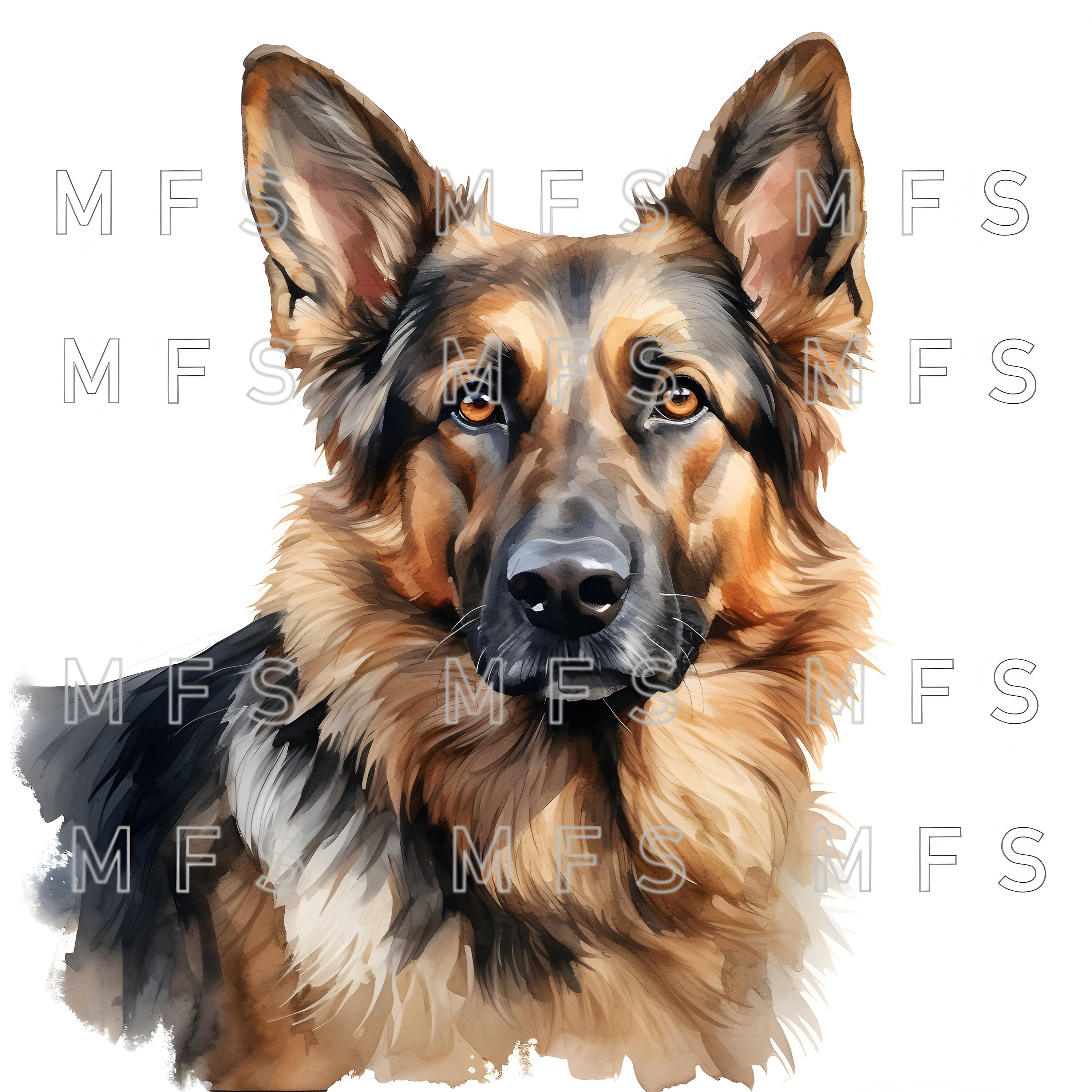 Watercolor German Shepherd Clipart, 20 High Quality Jpgs, Instant ...