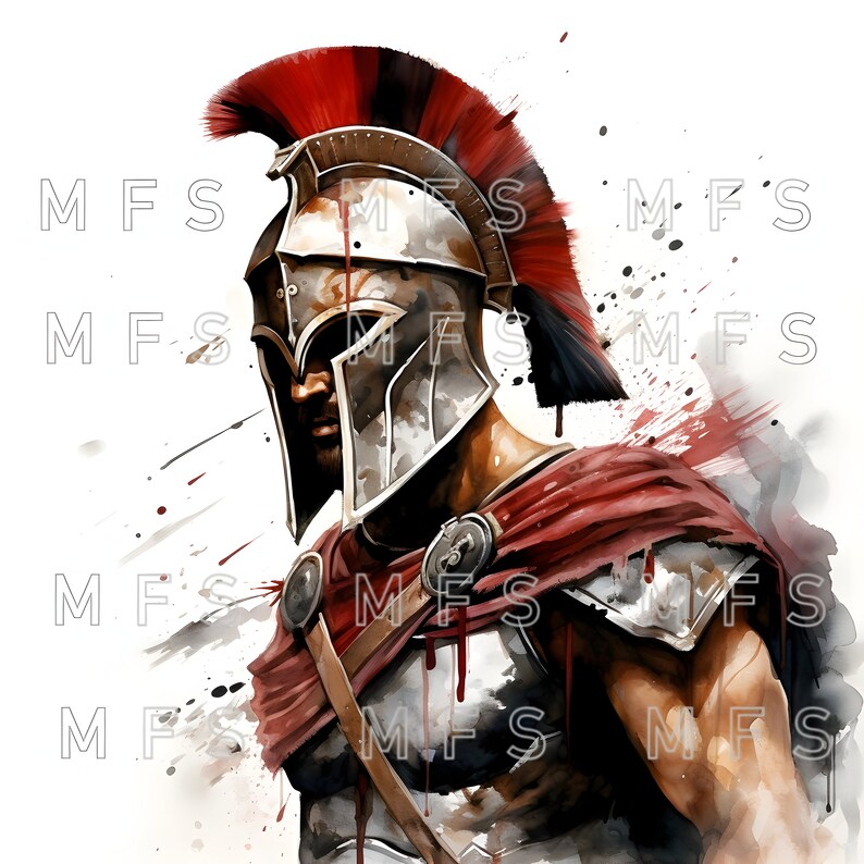 Watercolor Spartan Soldier Clipart, 20 High Quality Jpgs, Instant ...