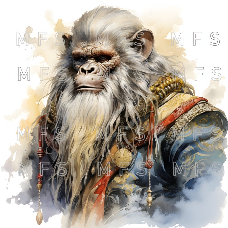 Watercolor Legendary Wukong Clipart, 20 High Quality PNG Instant ...