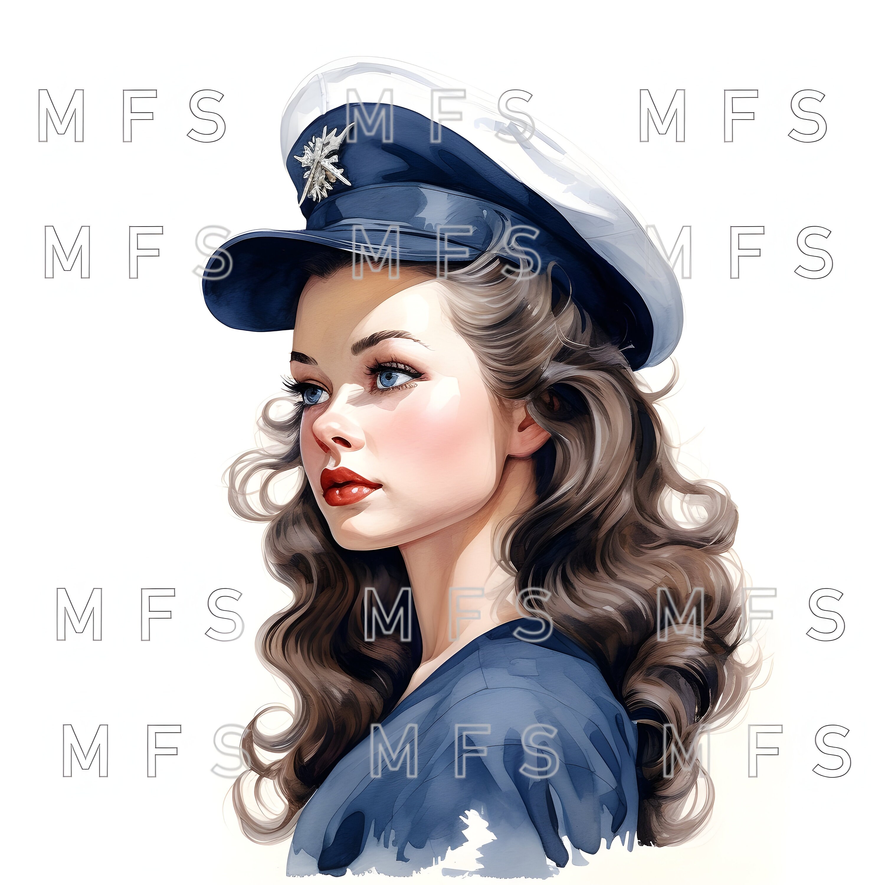 Watercolor Navy Girls Clipart , 20 High Quality Jpgs, Instant Digital ...
