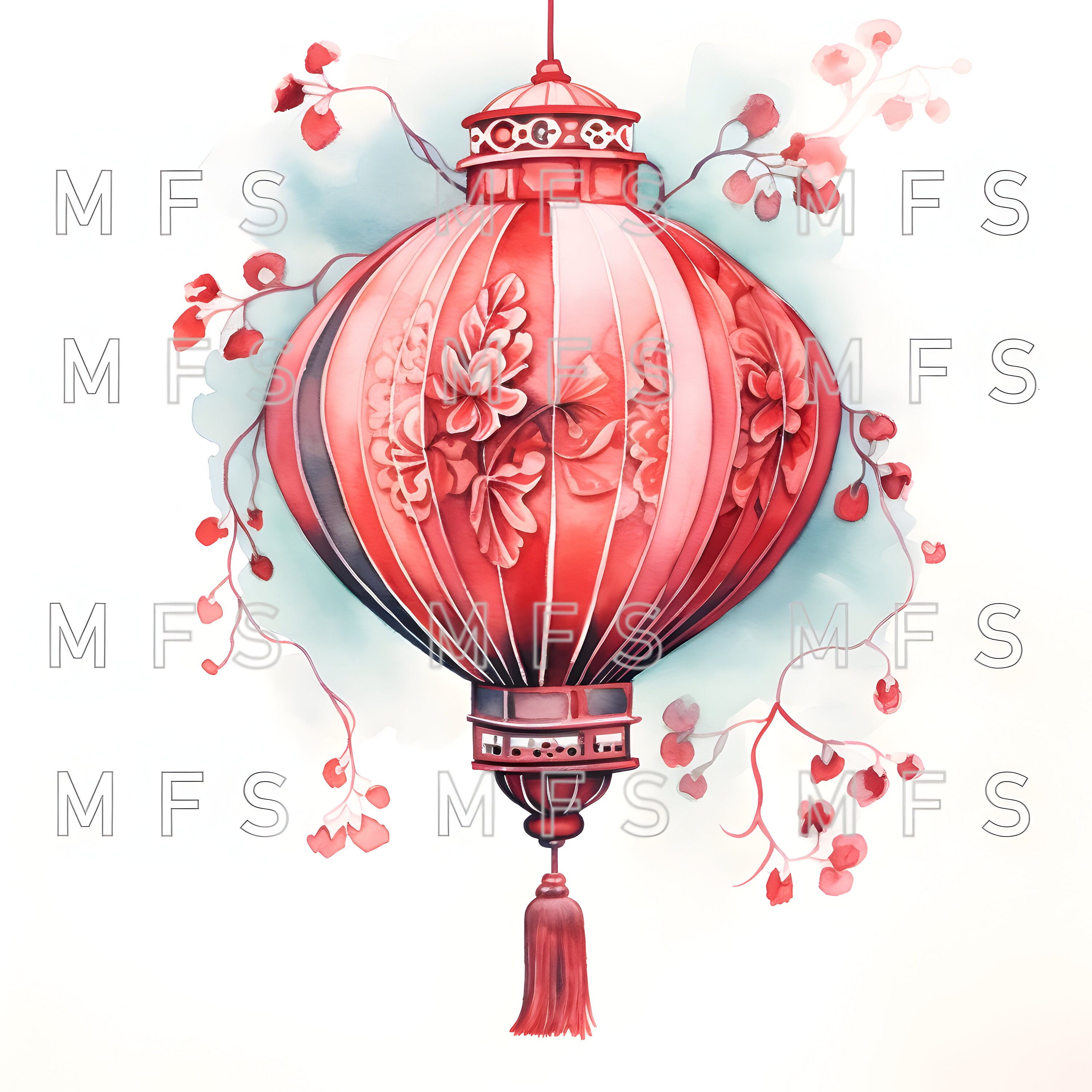 Watercolor Chinese Lantern Clipart, 20 High Quality JPG, Instant ...