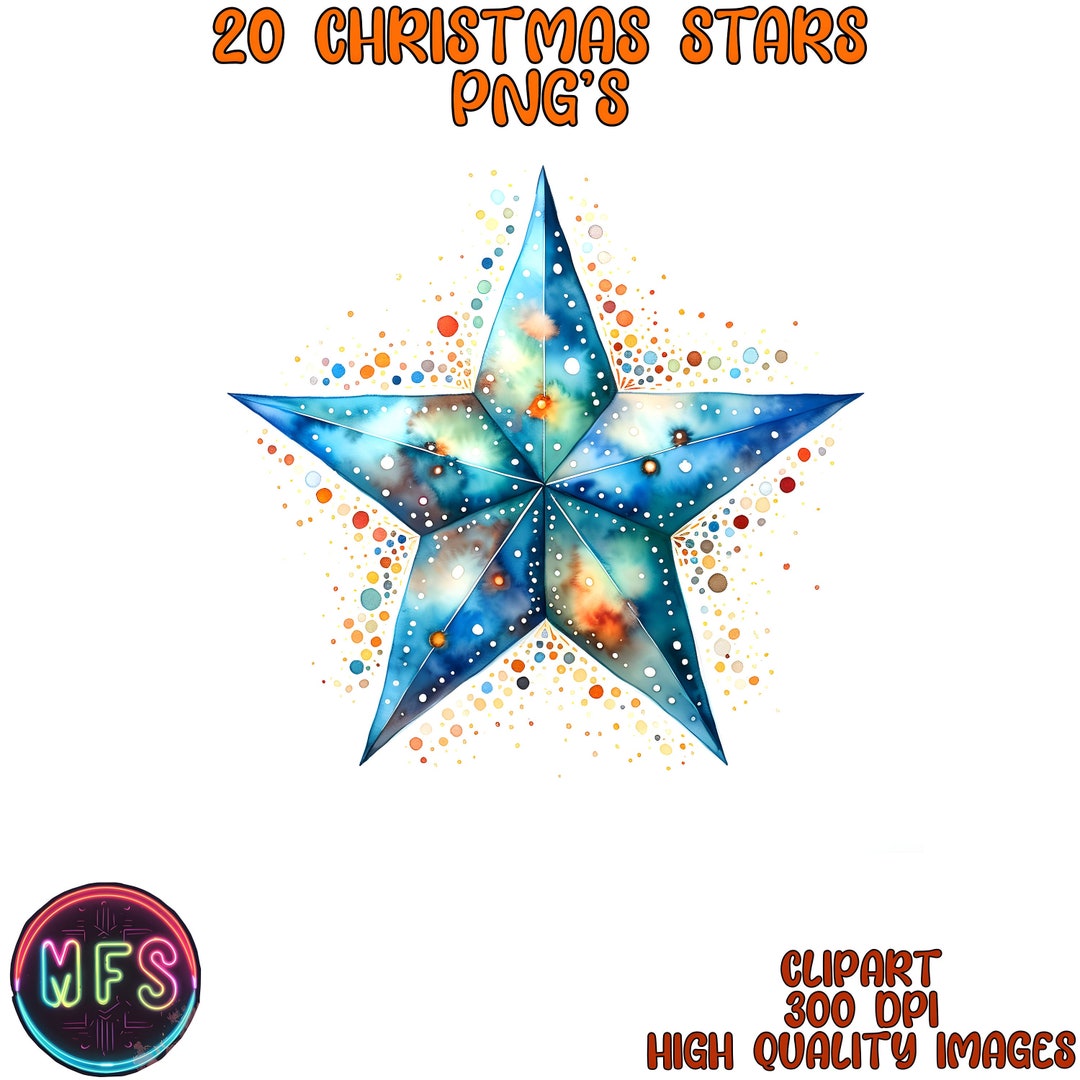 Watercolor Christmas Star Clipart, 20 High Quality Pngs, Instant ...