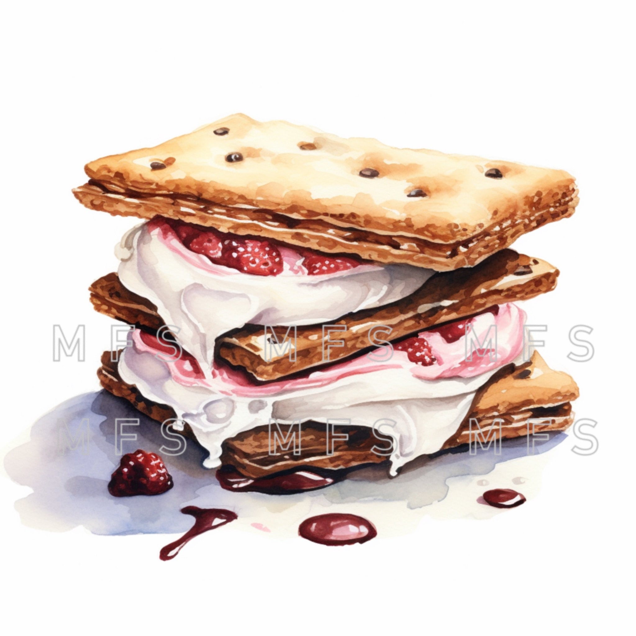 Watercolor Ice Cream Sandwich Clipart, 20 High Quality Jpgs, Instant ...