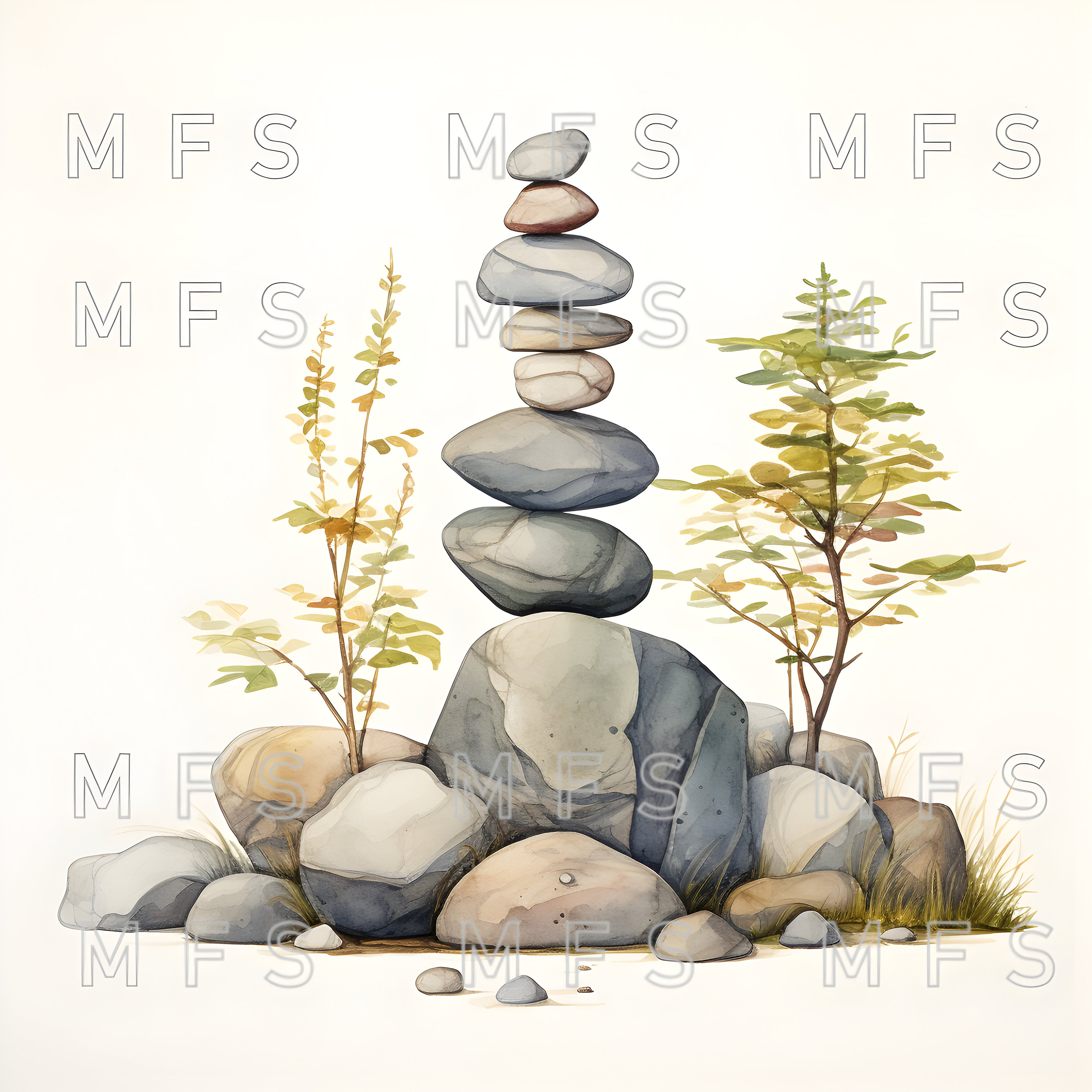 Watercolor Stone Balancing Clipart , 20 High Quality Png's, Instant ...