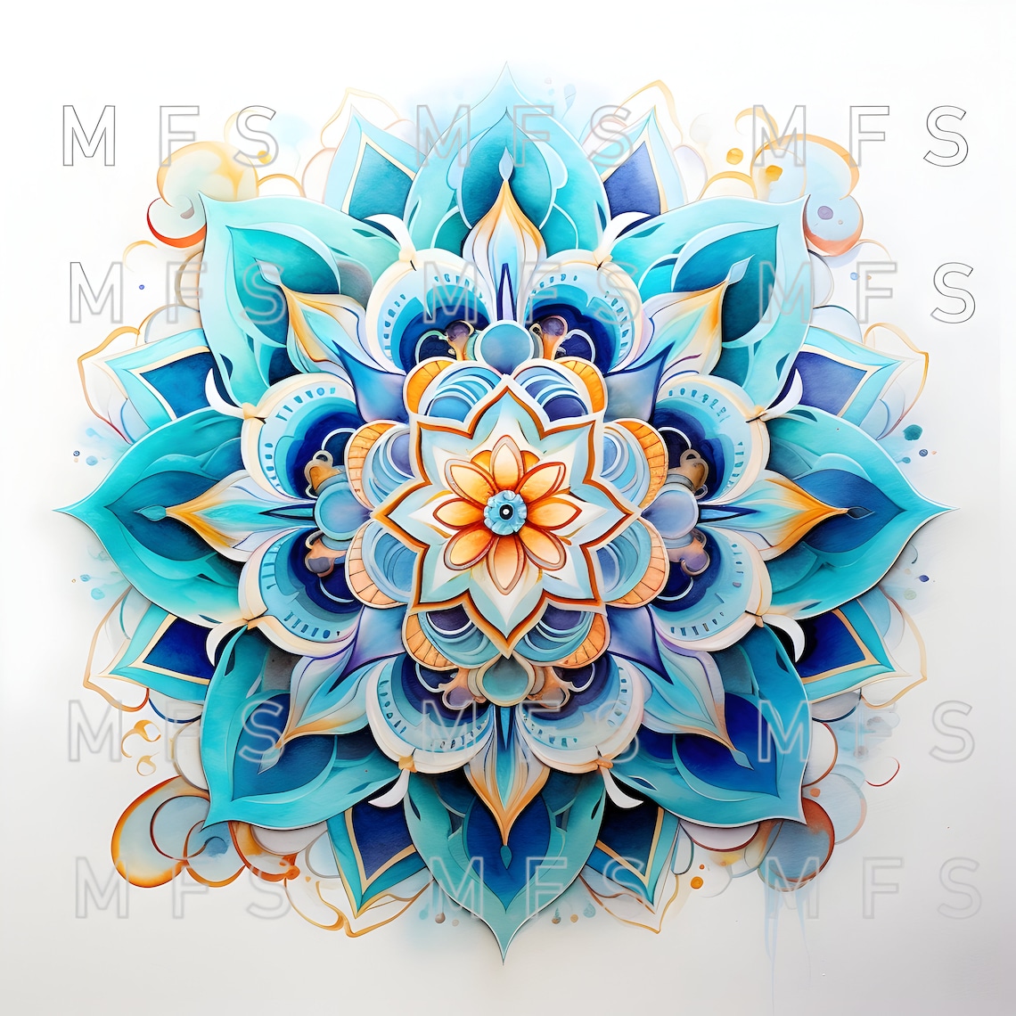 Watercolor Floral Mandala Clipart 20 High Quality Jpgs - Etsy