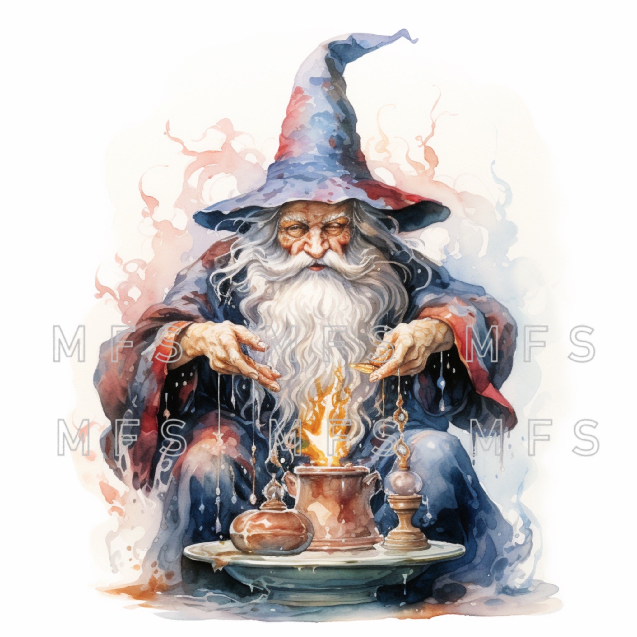 Watercolor Powerful Wizards Clipart 20 High Quality Jpgs - Etsy
