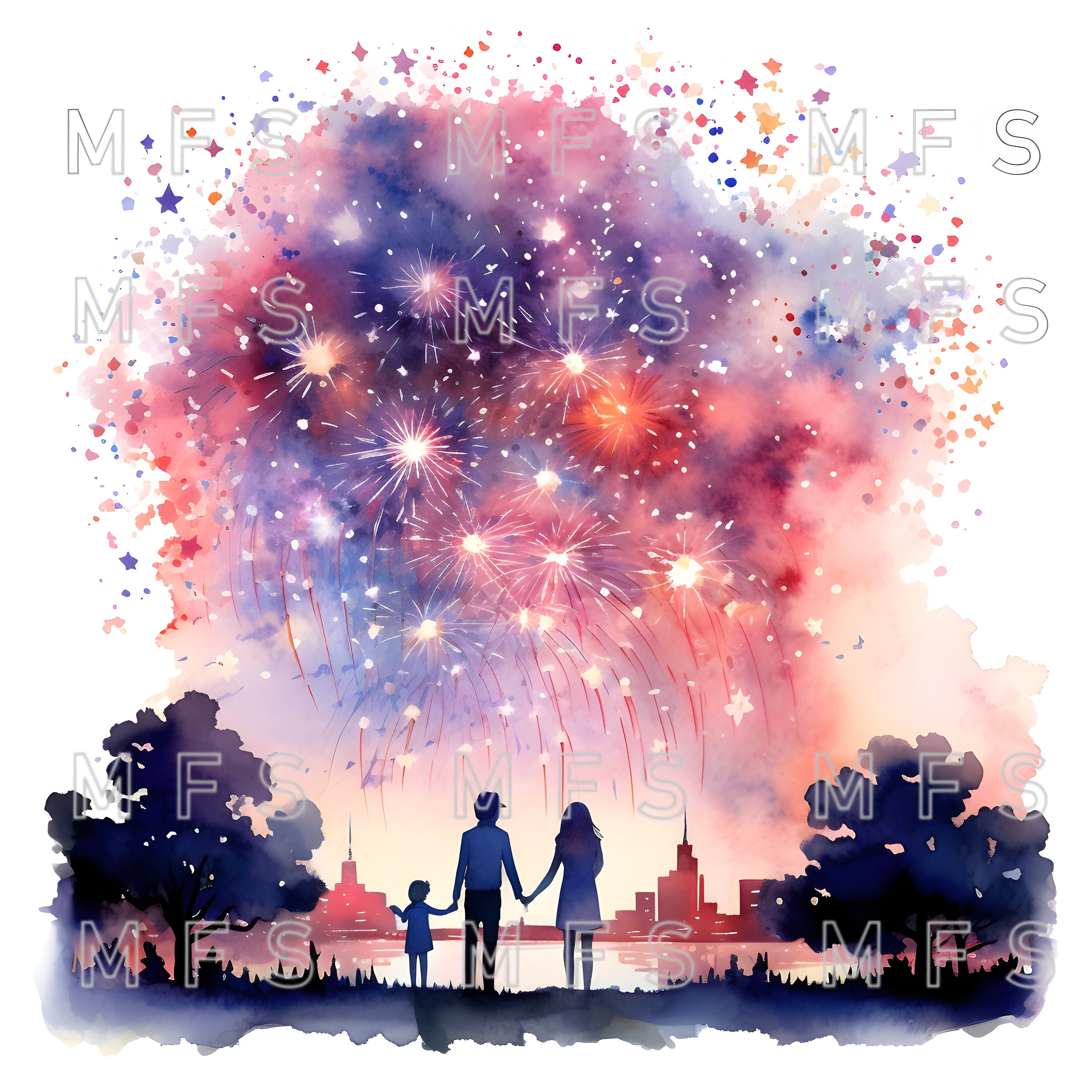 Watercolor Fireworks Clipart 20 High Quality Jpgs Instant - Etsy