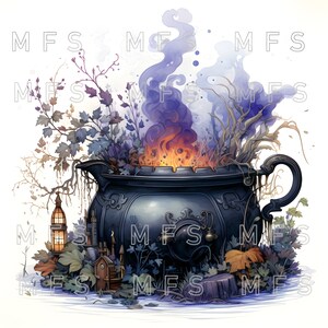 Watercolor Halloween Cauldron Clipart, 20 High Quality Png's, Instant ...