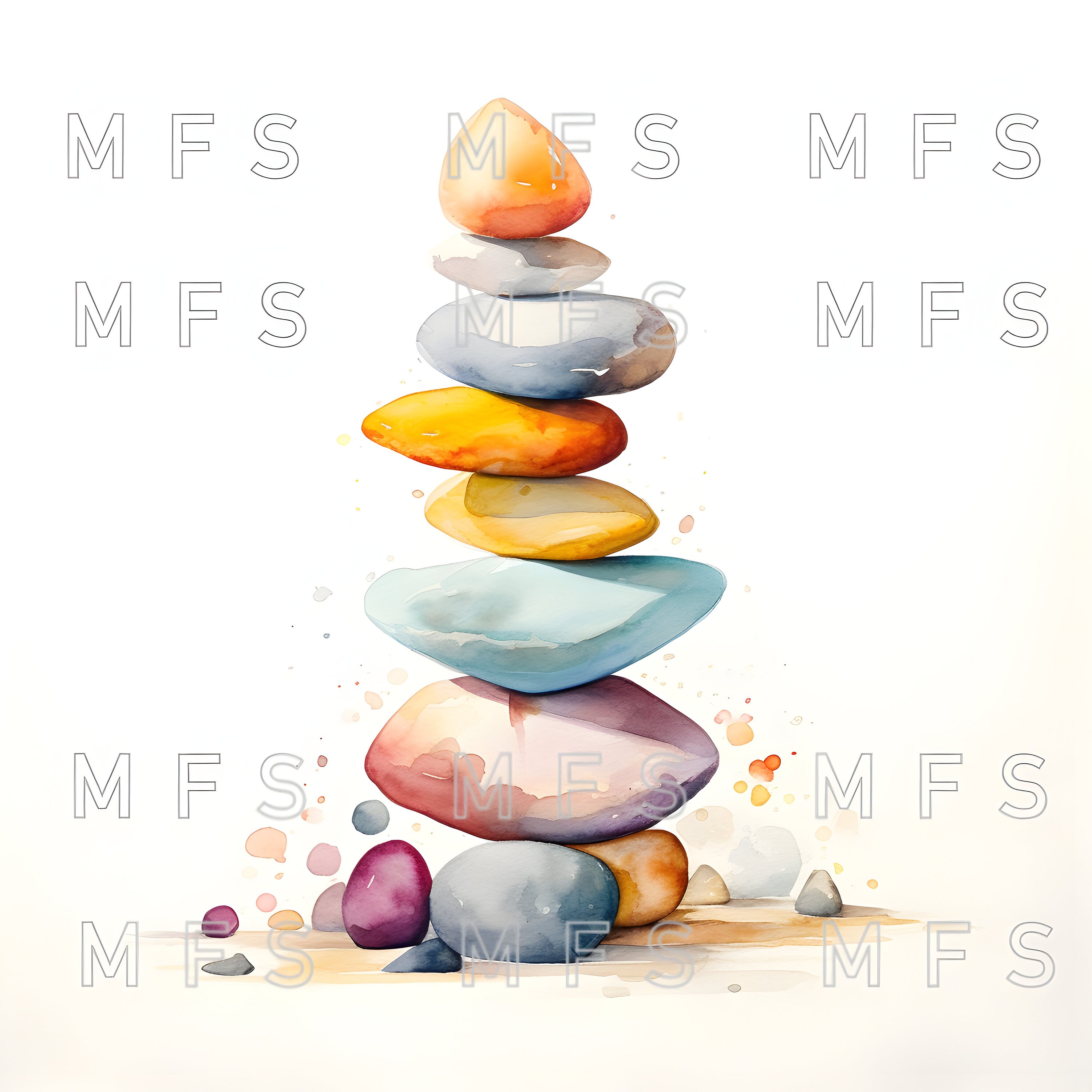 Watercolor Stone Balancing Clipart , 20 High Quality Png's, Instant ...