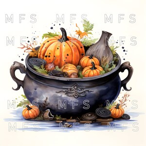 Watercolor Halloween Cauldron Clipart, 20 High Quality Png's, Instant ...