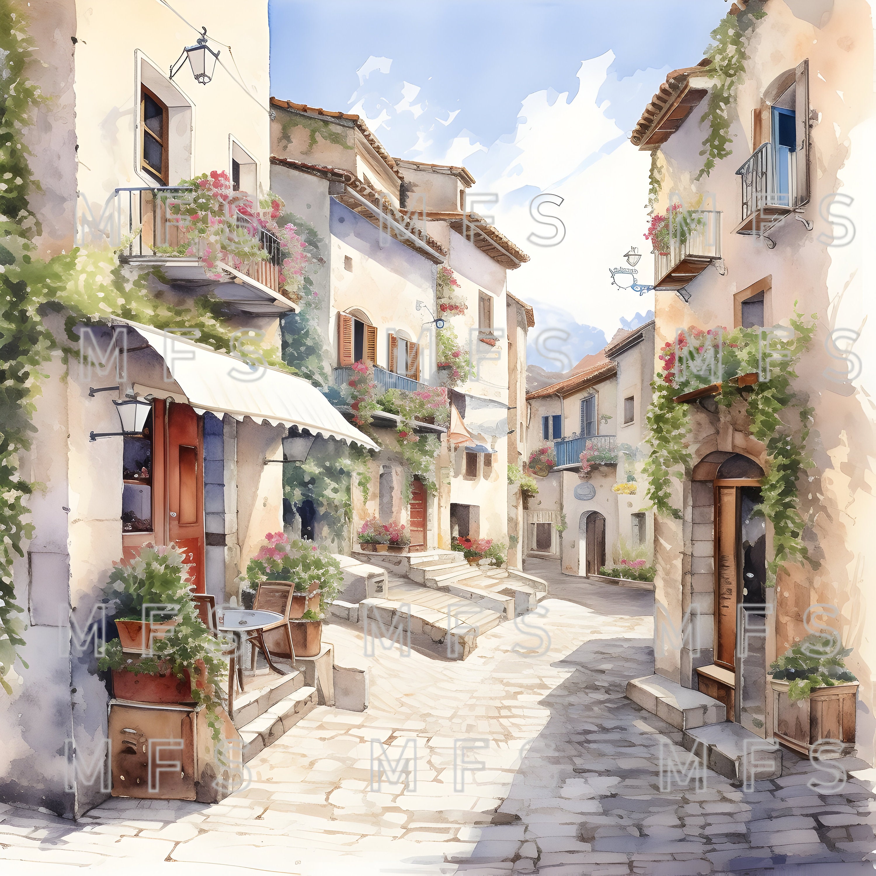 Watercolor Italian Street Clipart, 20 High Quality Jpgs, Instant ...