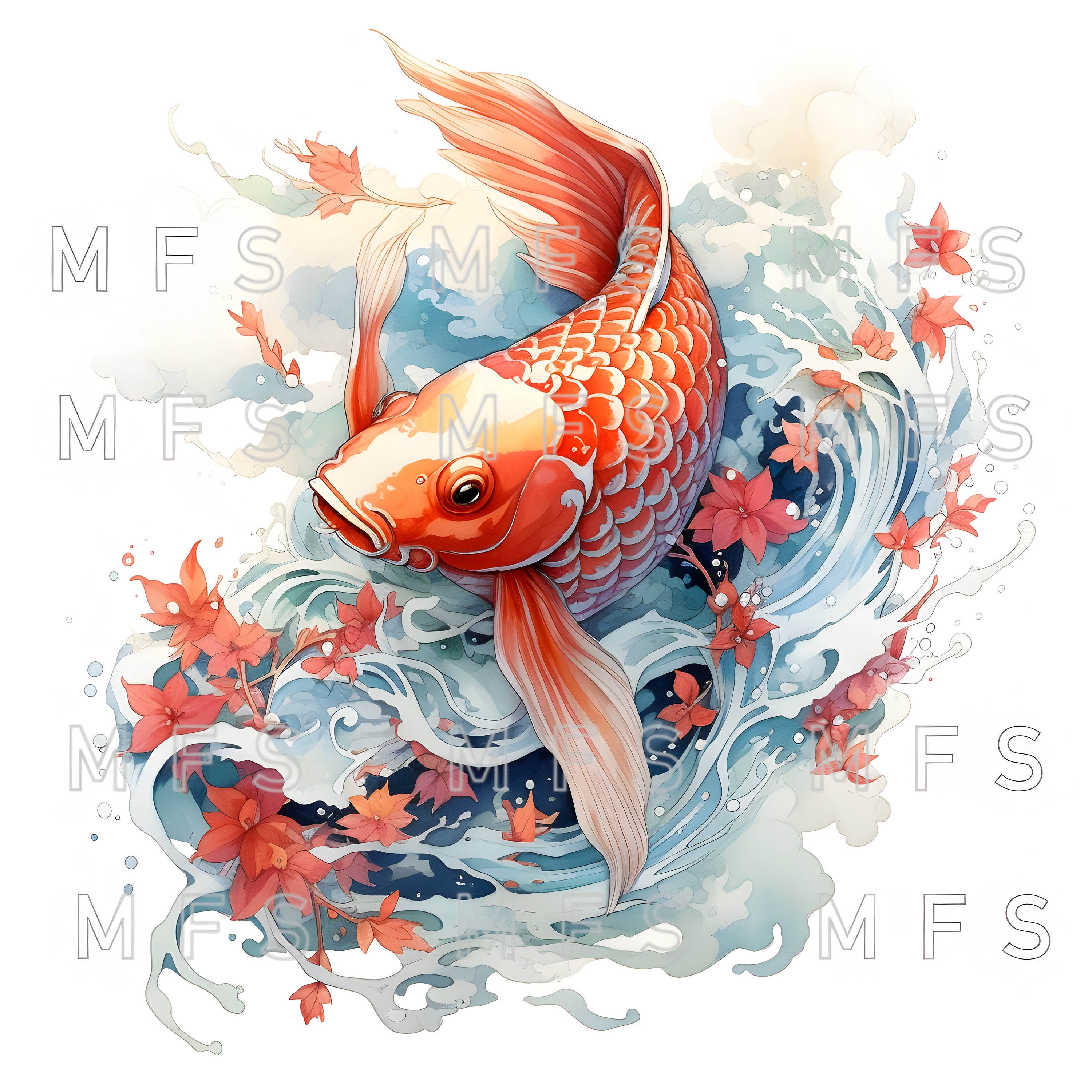 Watercolor Koi Fish Clipart, 20 High Quality Jpgs, Instant Digital ...