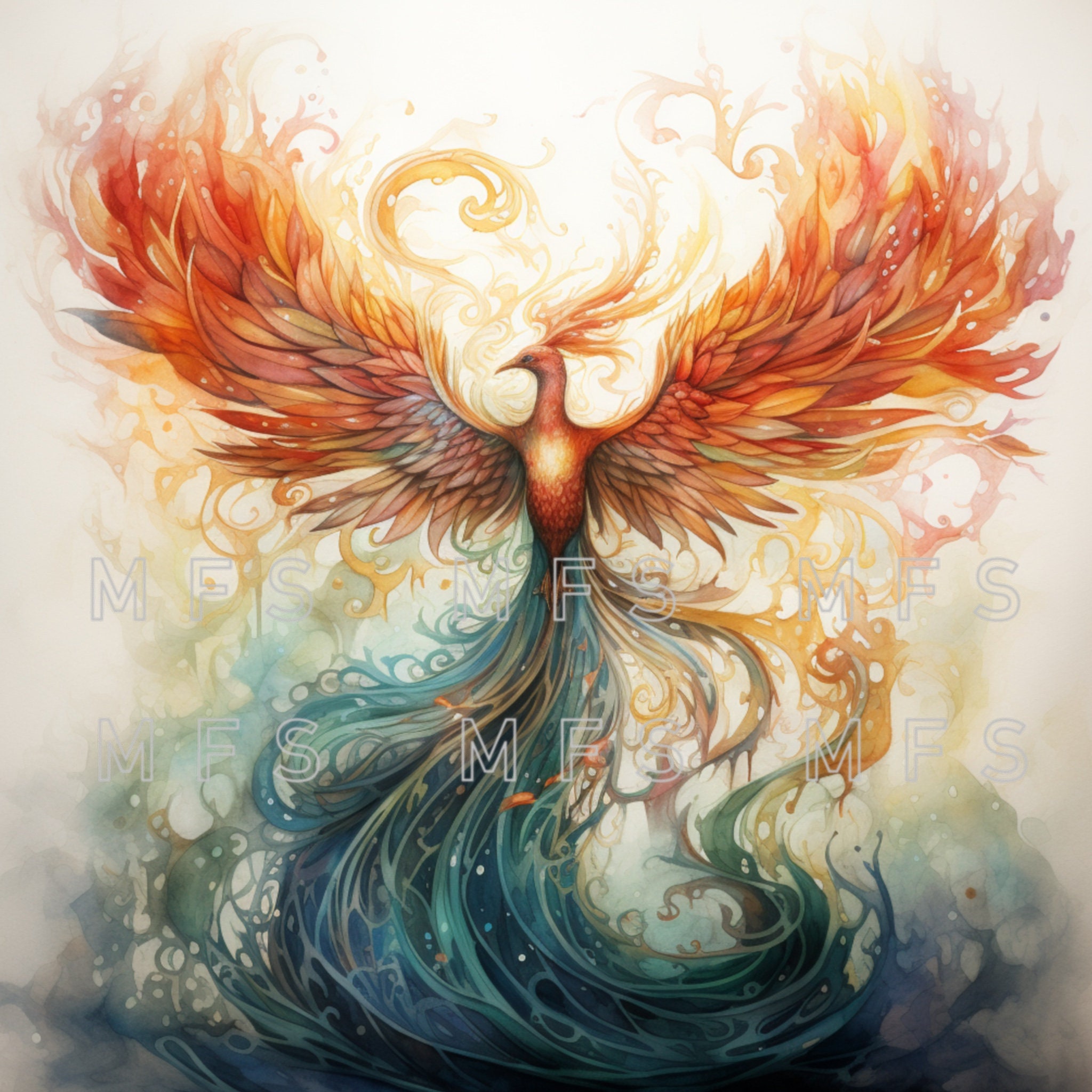 Watercolor Phoenix Clipart, 20 High Quality Jpgs, Instant Digital ...