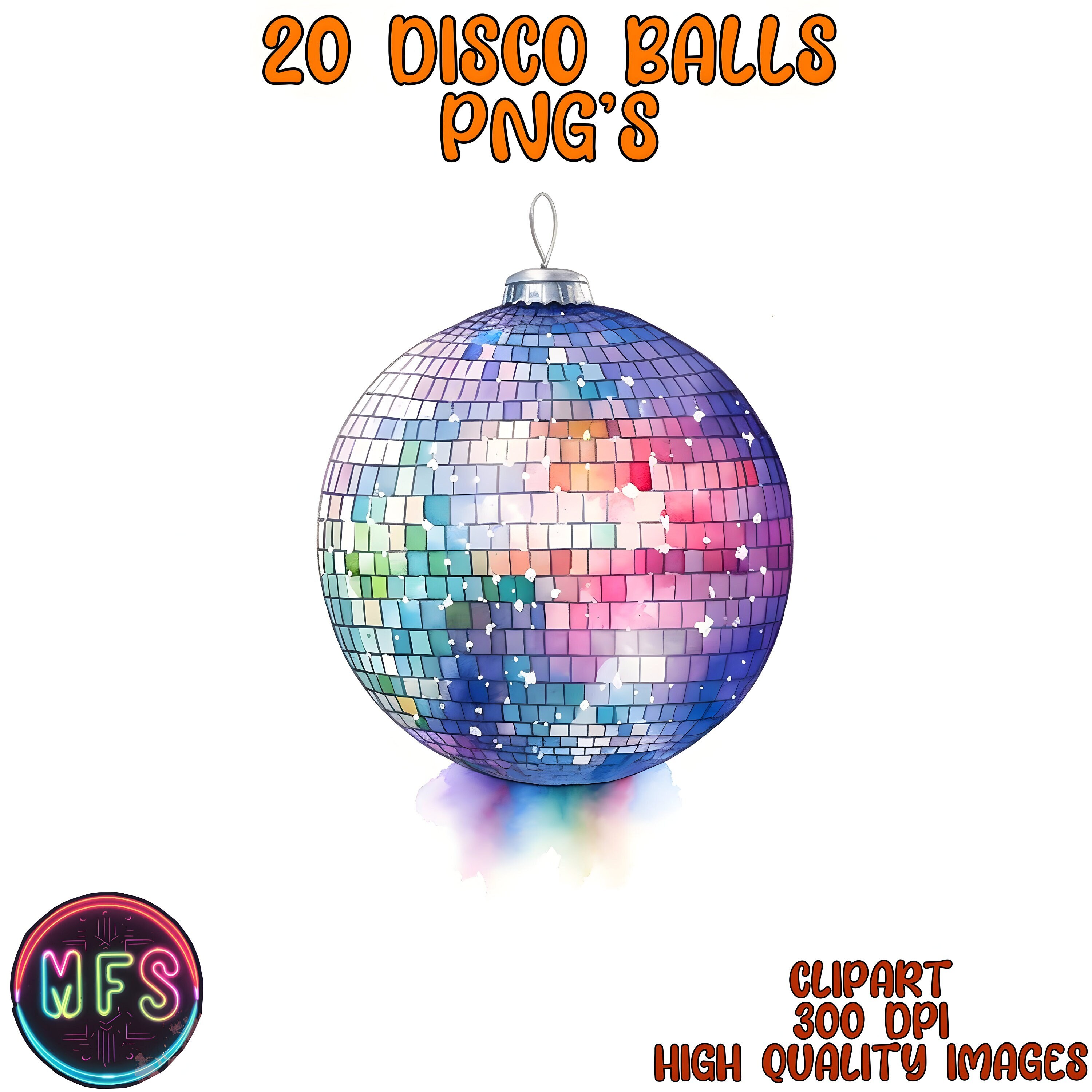 Disco Ball Watercolor Clipart, 20 High Quality Pngs, Instant Digital ...