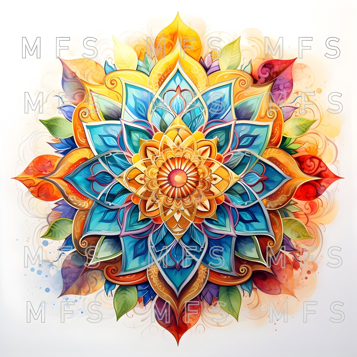 Watercolor Floral Mandala Clipart 20 High Quality Jpgs - Etsy