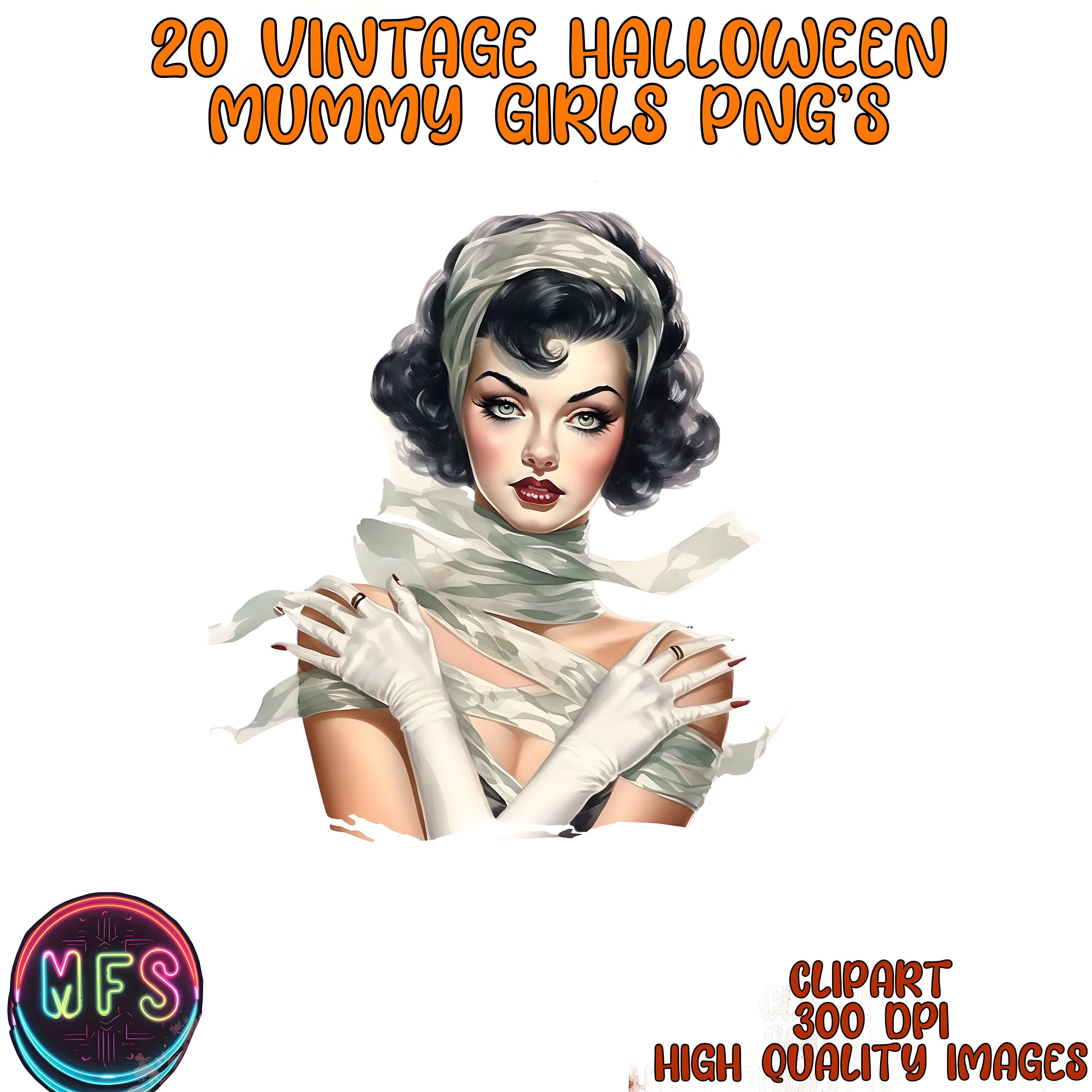Watercolor 50's Mummy Girls Clipart, 20 High Quality Png's, Instant ...