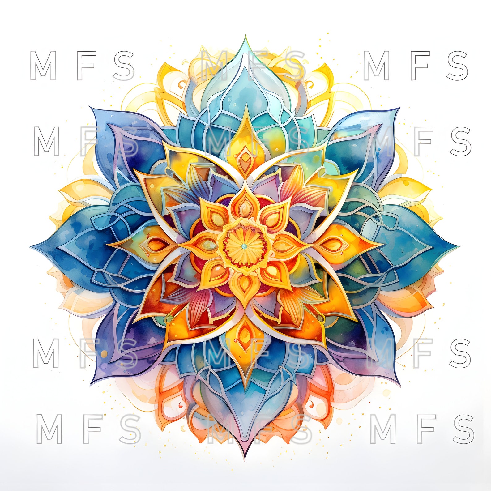 Watercolor Floral Mandala Clipart 20 High Quality Jpgs - Etsy