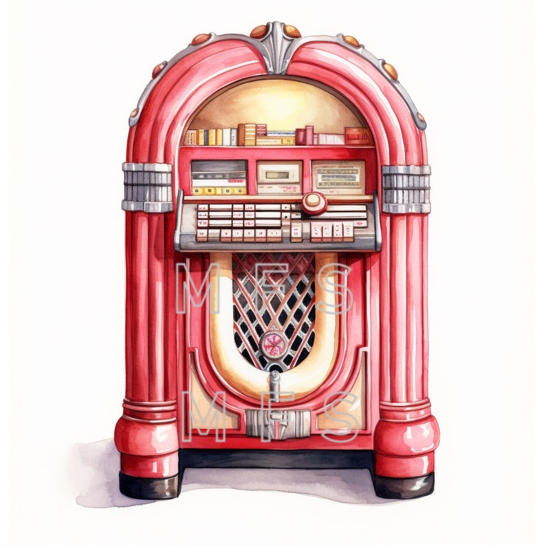 Jukeboxes Clipart, 20 High Quality Jpgs, Instant Digital Download Card ...