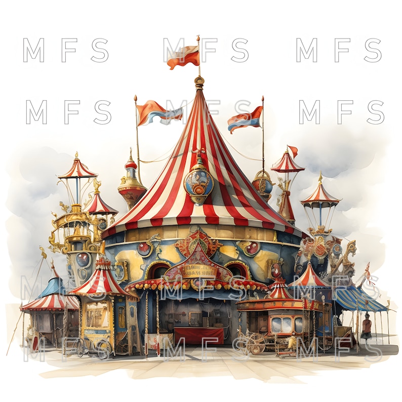 Watercolor Vintage Circus Clipart, 20 High Quality Jpgs, Instant ...