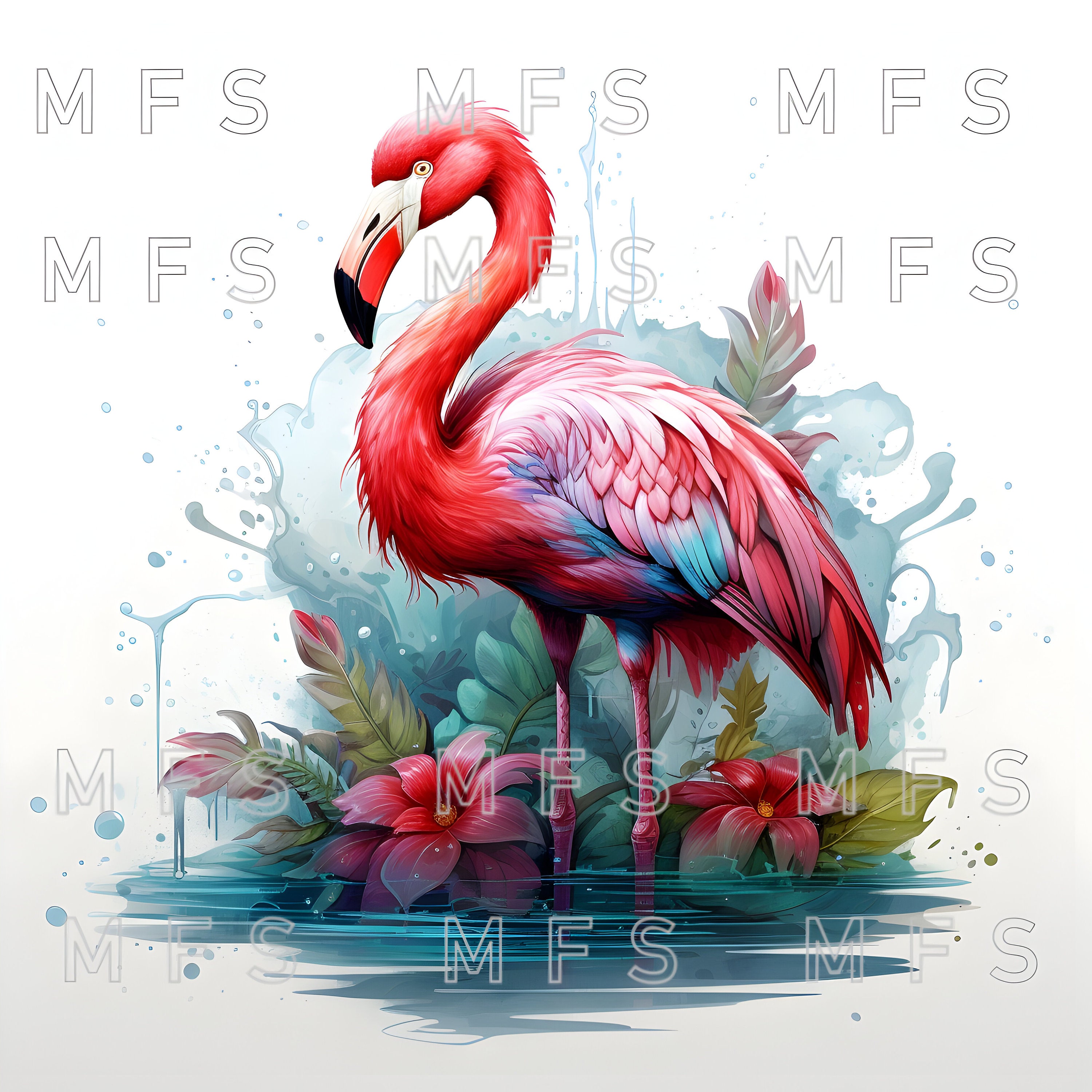 Watercolor Beautiful Flamingo Clipart, 20 High Quality Jpg's Instant ...
